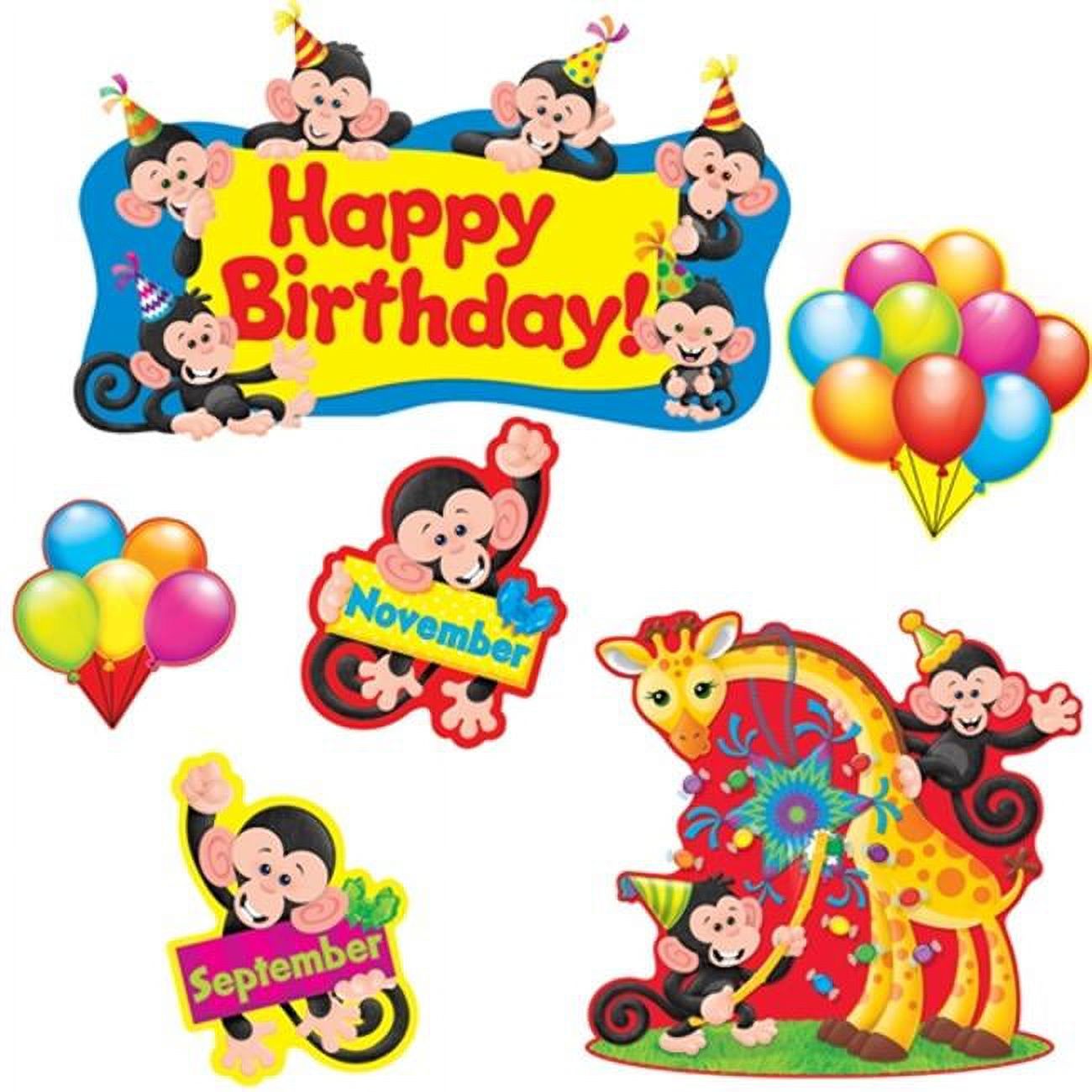Trend Enterprises Monkey Mischief Birthday Bulletin Board Set - Walmart.com