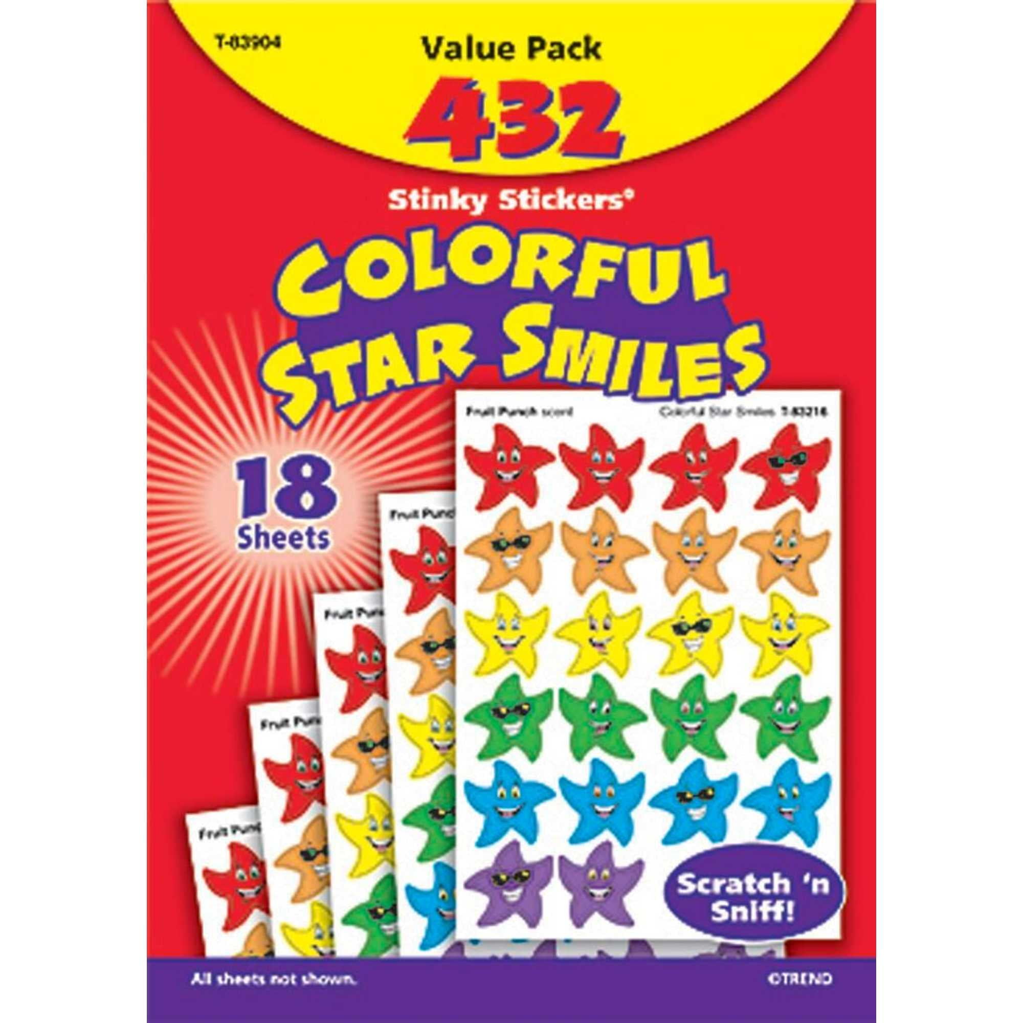 Trend Enterprises Stinky Sticker Colorful Star Smiles Scratch n Sniff ...