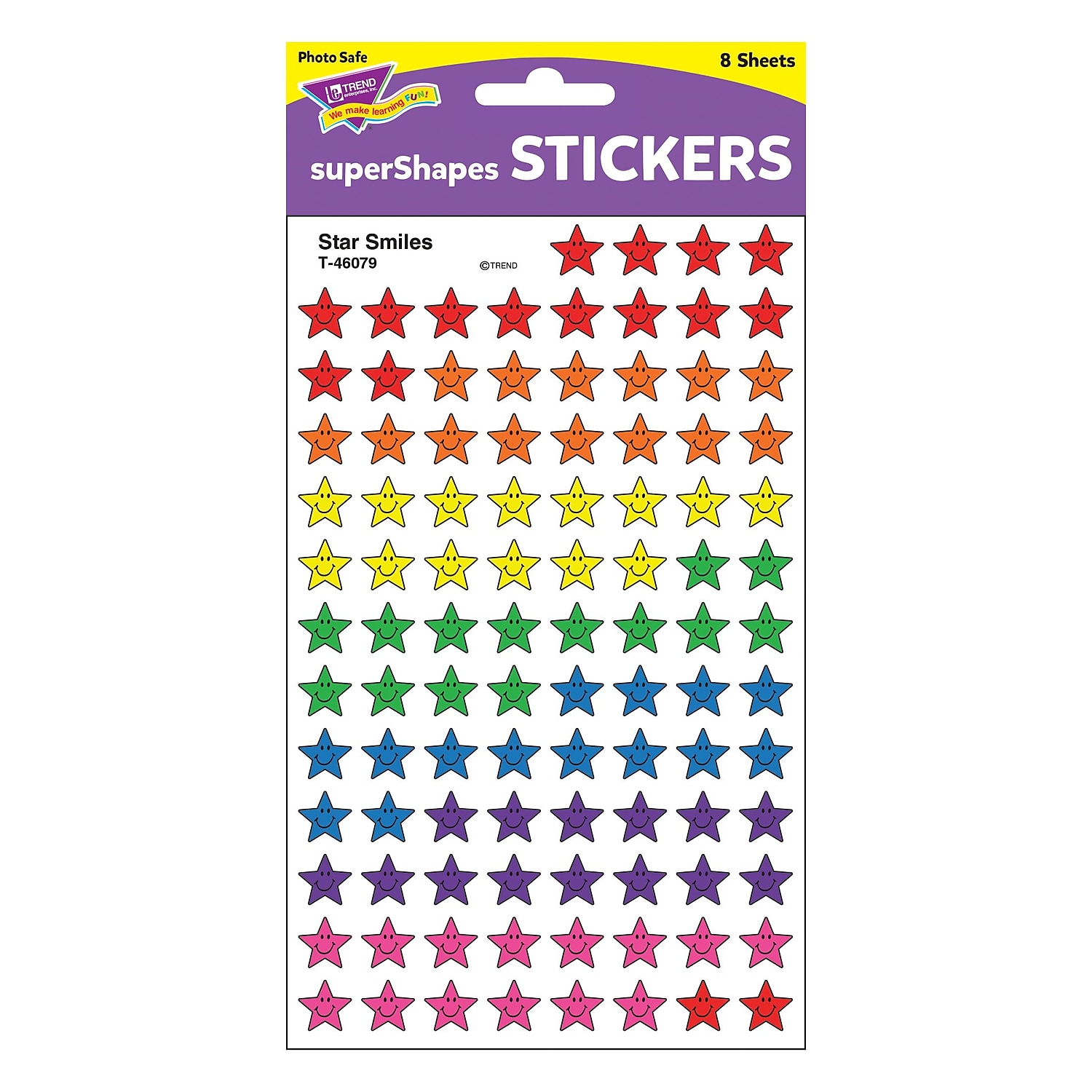 Trend Enterprises SuperShapes Stickers Star Smiles 800/Pack 2/Bd T ...