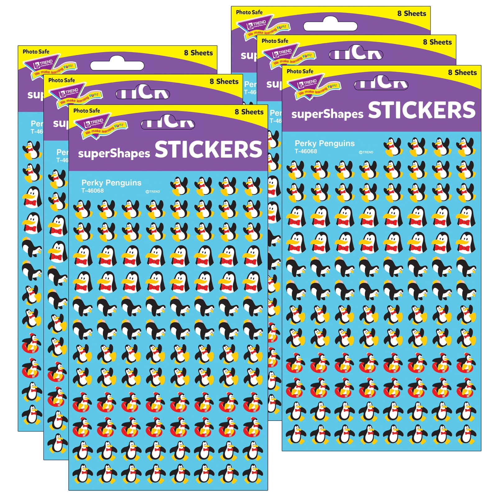 TREND Perky Penguins superShapes Stickers, 800 Per Pack, 6 Packs ...