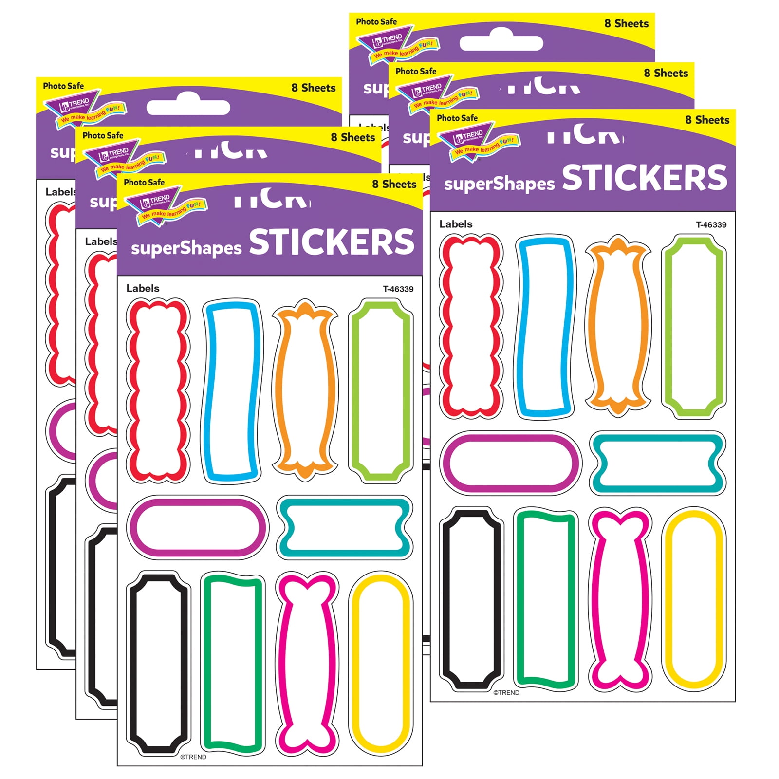 Trend Enterprises T-46339-6 Labels Supershapes Stickers, Large - Pack ...