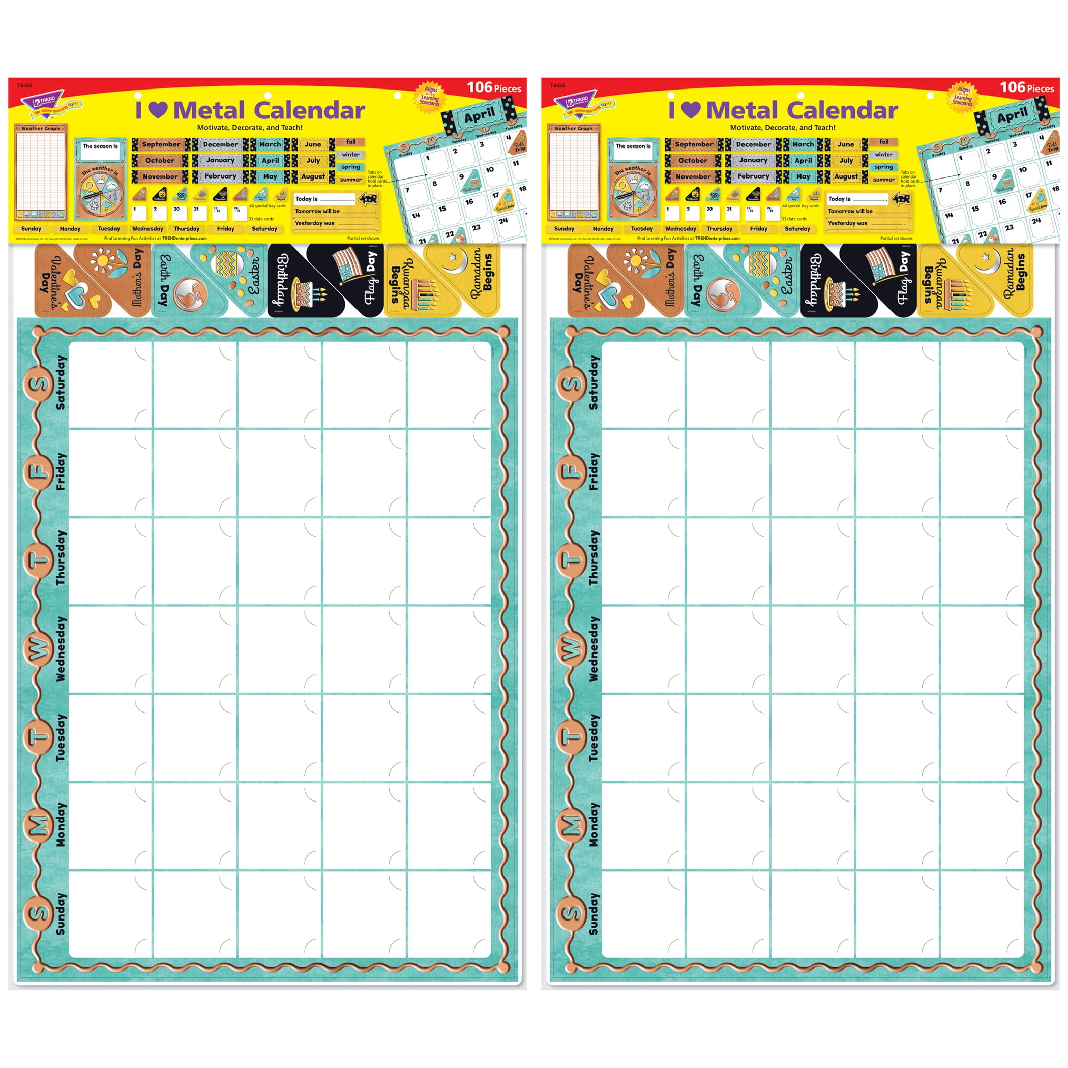 Trend Enterprises T-8425-2 17 x 22 in. Calendar Bulletin Board Set ...