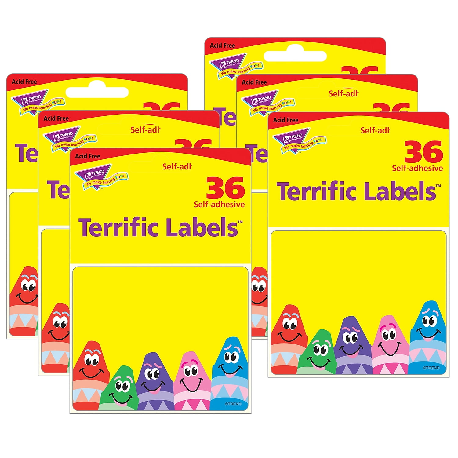 Trend Enterprises TREND Colorful Crayons Terrific Labels 2.5" x 3" 36 ...