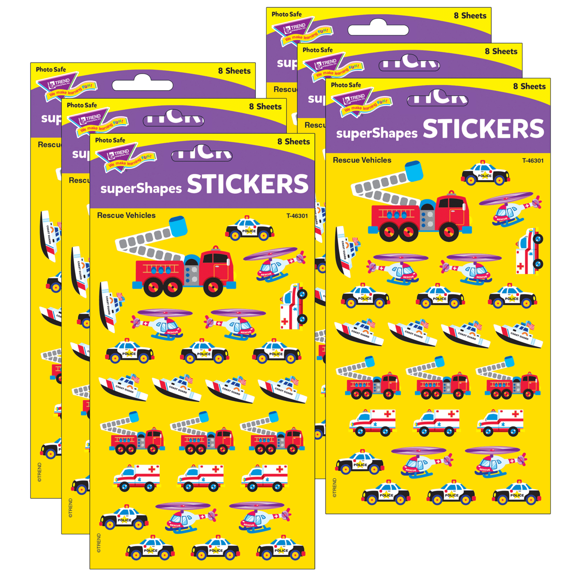 Trend Enterprises TREND Rescue Vehicles superShapes Stickers-Large 208 ...