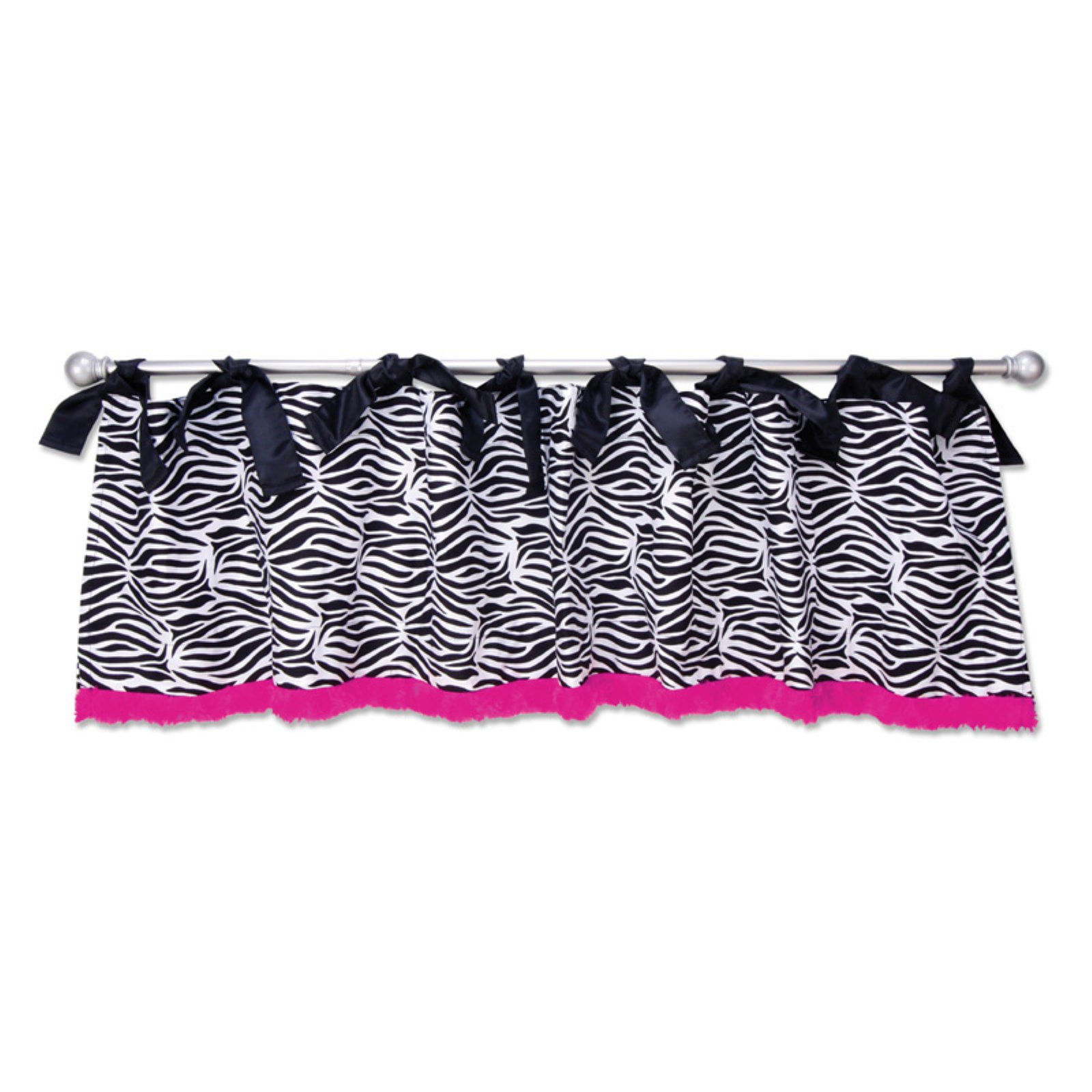 Trend Lab Zahara Zebra Print Window Valance Tie Top - Black, White ...