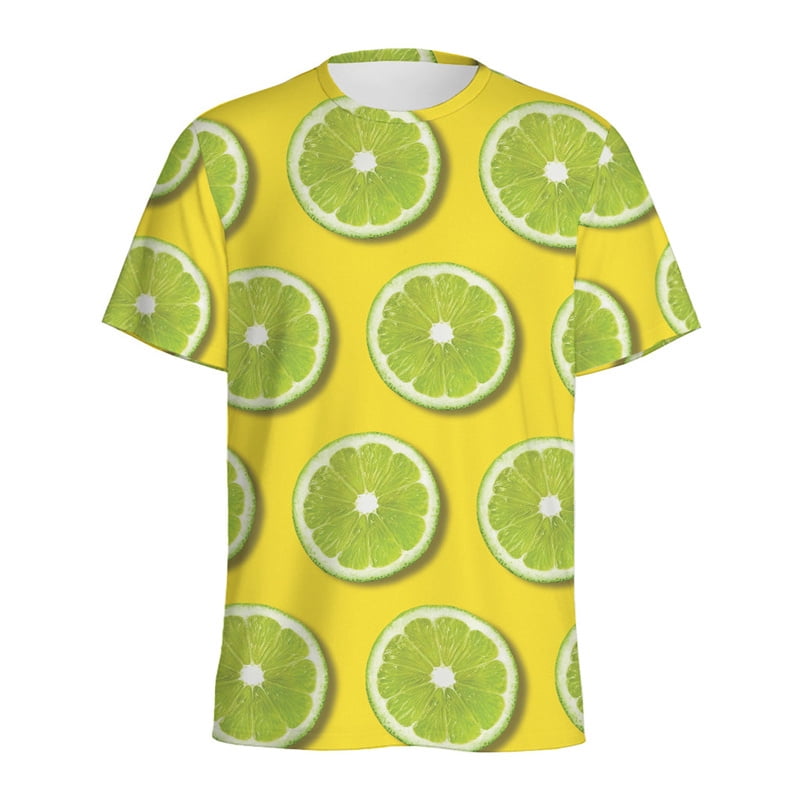 Trend Lemon Pattern Tshirt Summer Casual O Neck Short Sleeve Colorful 3D Printed T Shirt wear ...