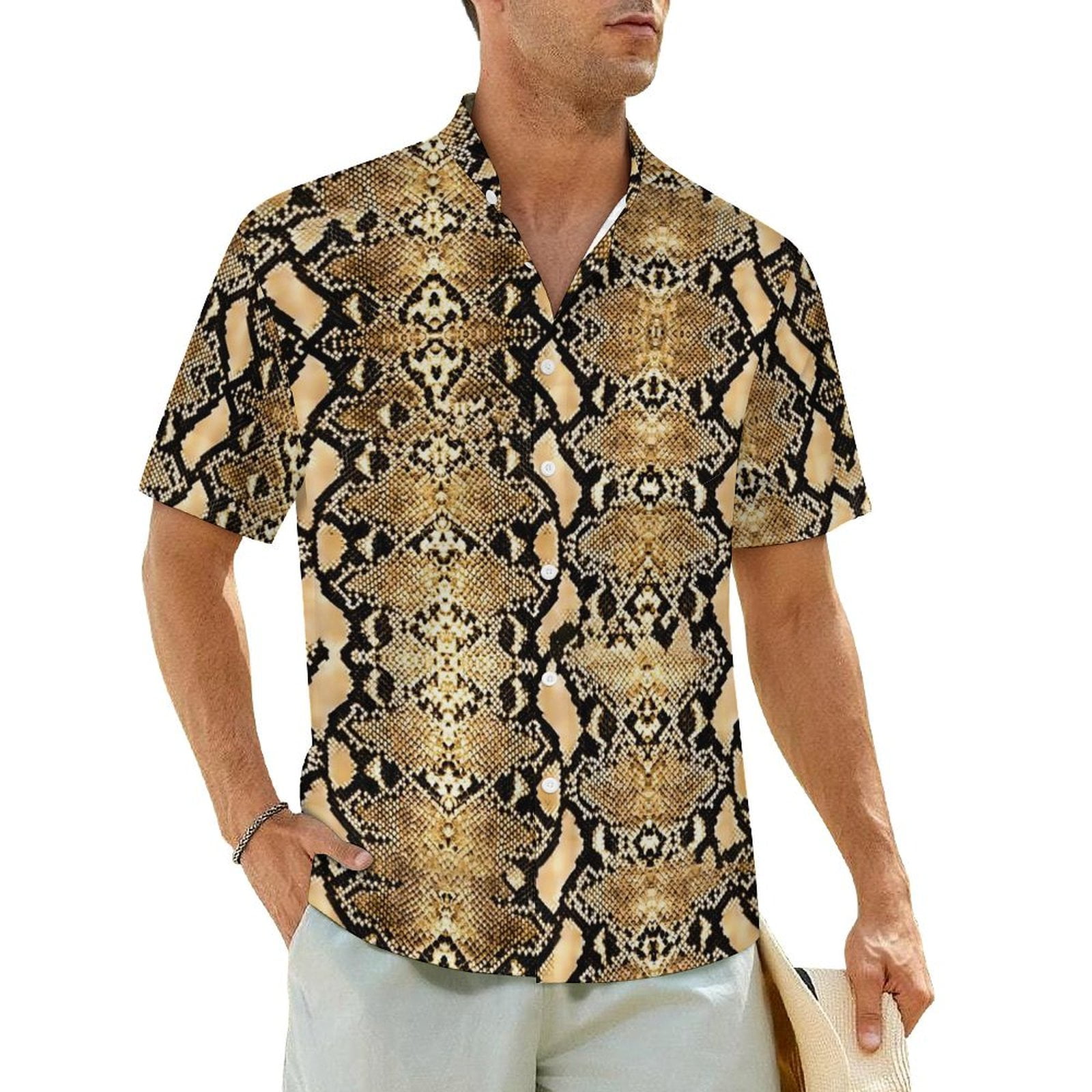 Trend Snakeskin Hawaii Shirt Man Beach Snake Skin Scales Casual Shirts ...