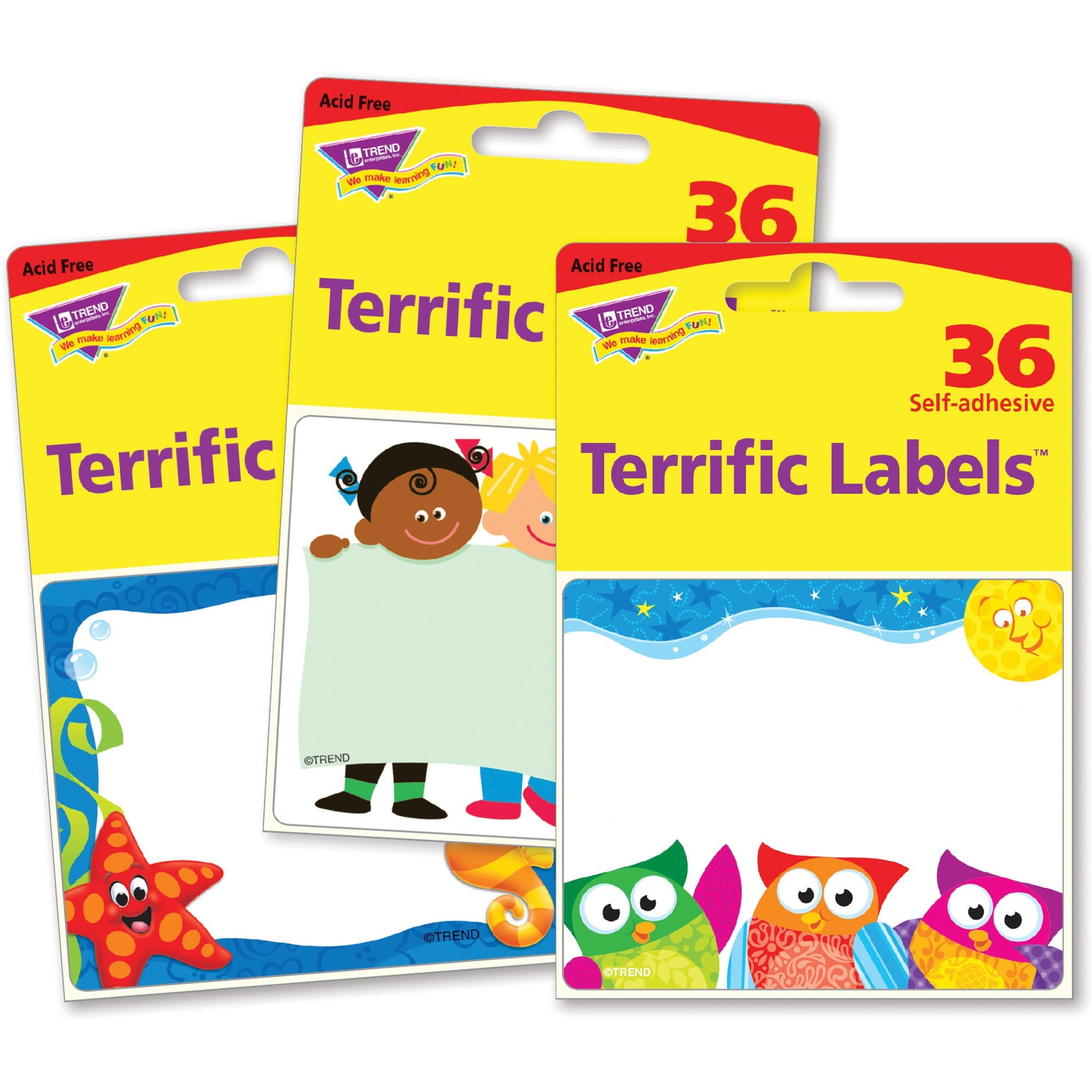 Trend, TEP68906, Terrific Labels Friendly Faces Name Tags, 108 / Pack ...