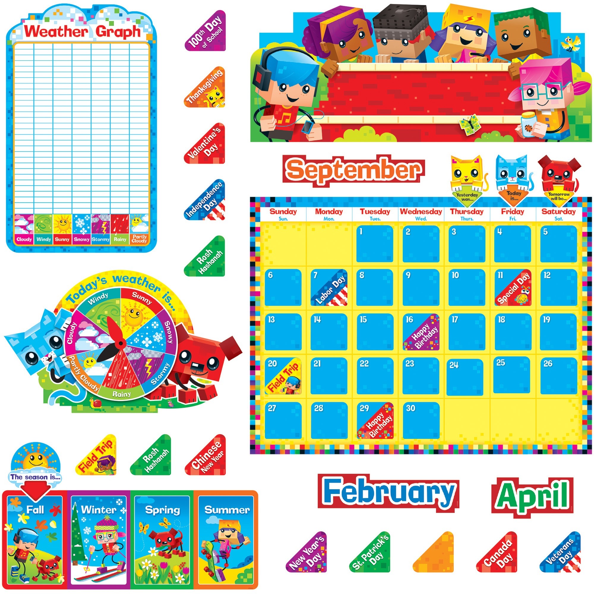 Trend, TEP8381, BlockStars Calendar Bulletin Board Set, 103 / Set ...