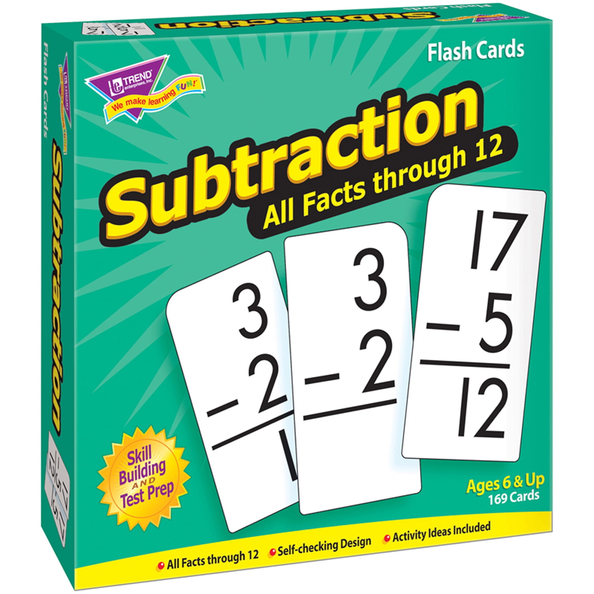 Trend, Tep53202, Subtraction All Facts Through 12 Flash Cards, 169 ...