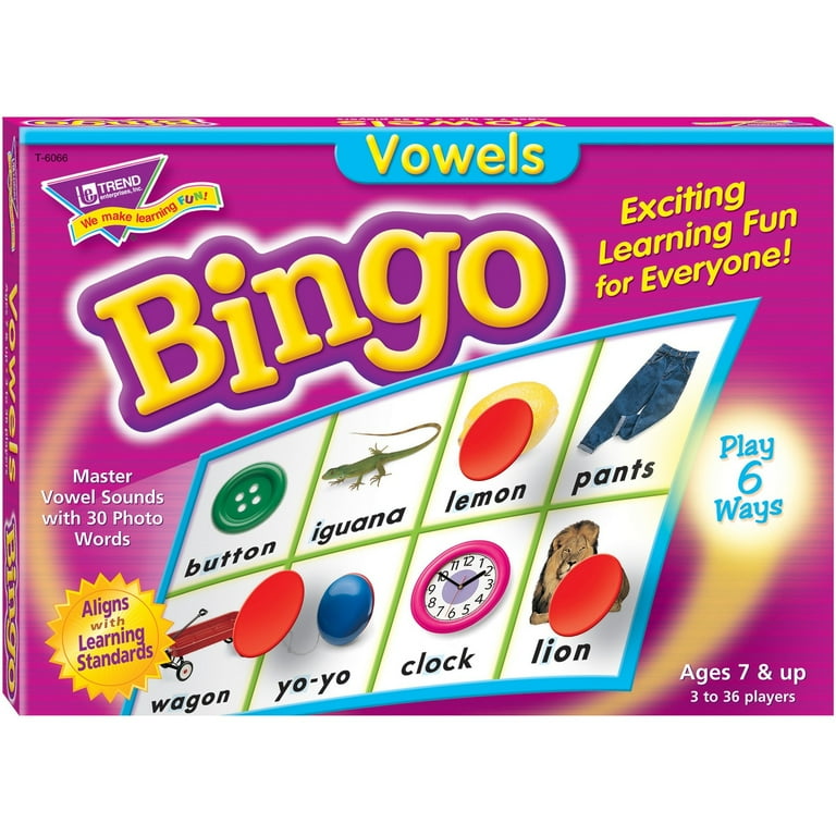 VOWEL BINGO Basic Sight Words classroom game w/ chips 1980s educational ...