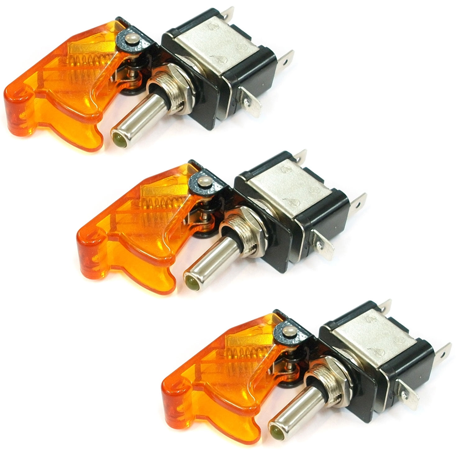 TrendBox 3 Sets (AMBER LED Light + YELLOW Auto Cover) Toggle Flick SPST ...