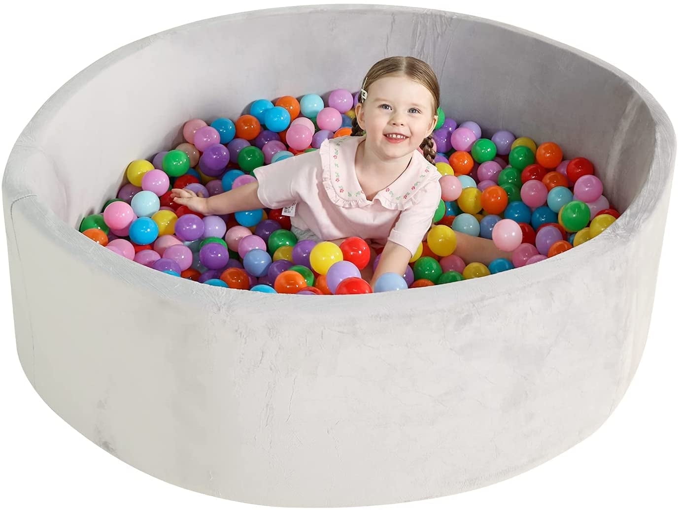 TrendBox - 47-Inch Large Memory Foam Ball Pool for Babies, Coral Fleece ...