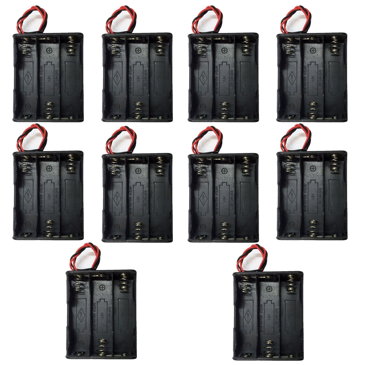 TrendBox Pack of 10pcs For 6xAA (3x2) Battery 9V LR6 UM3 Column Black ...