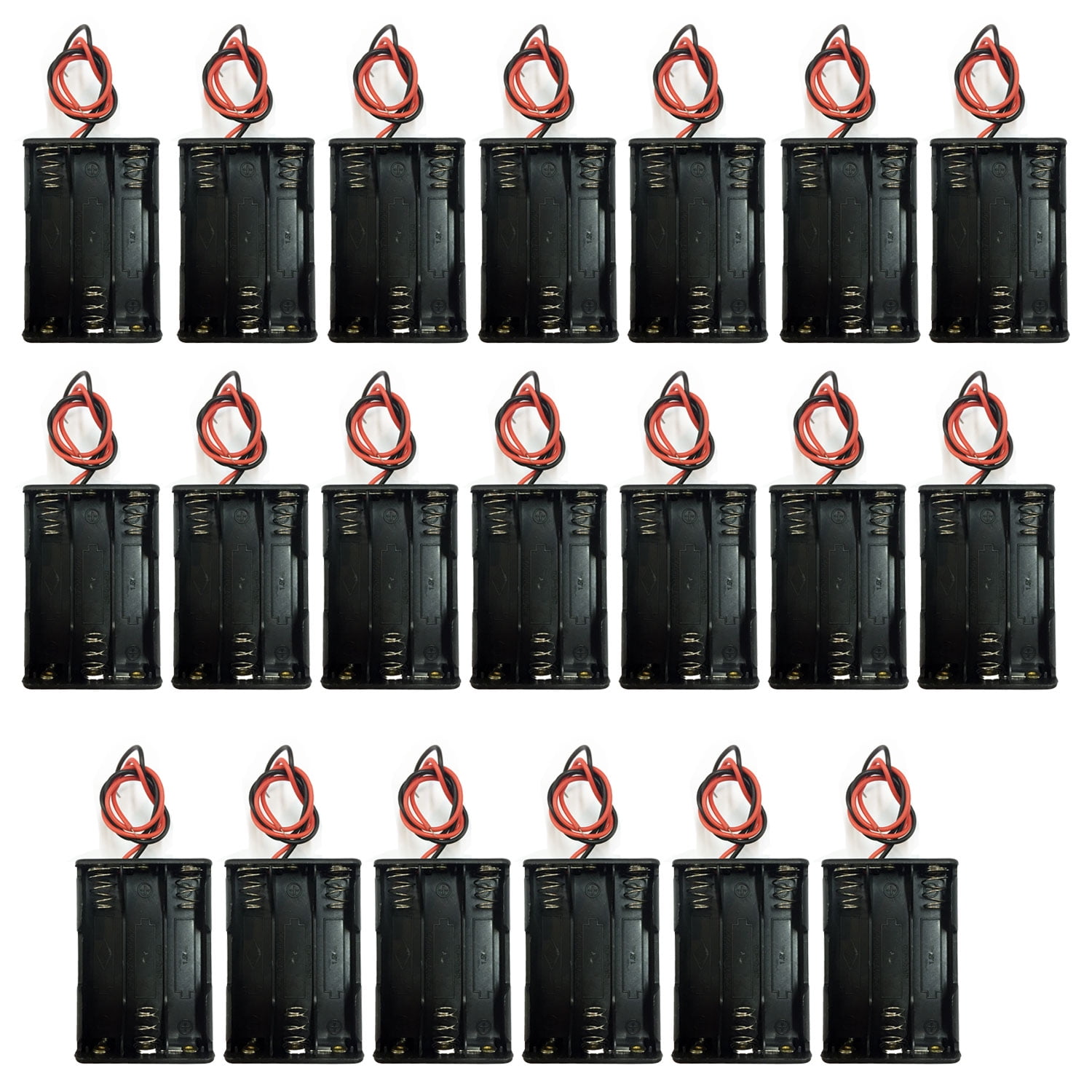 TrendBox Pack of 20pcs For 3xAA Battery 4.5V LR6 UM3 Black Plastic ...