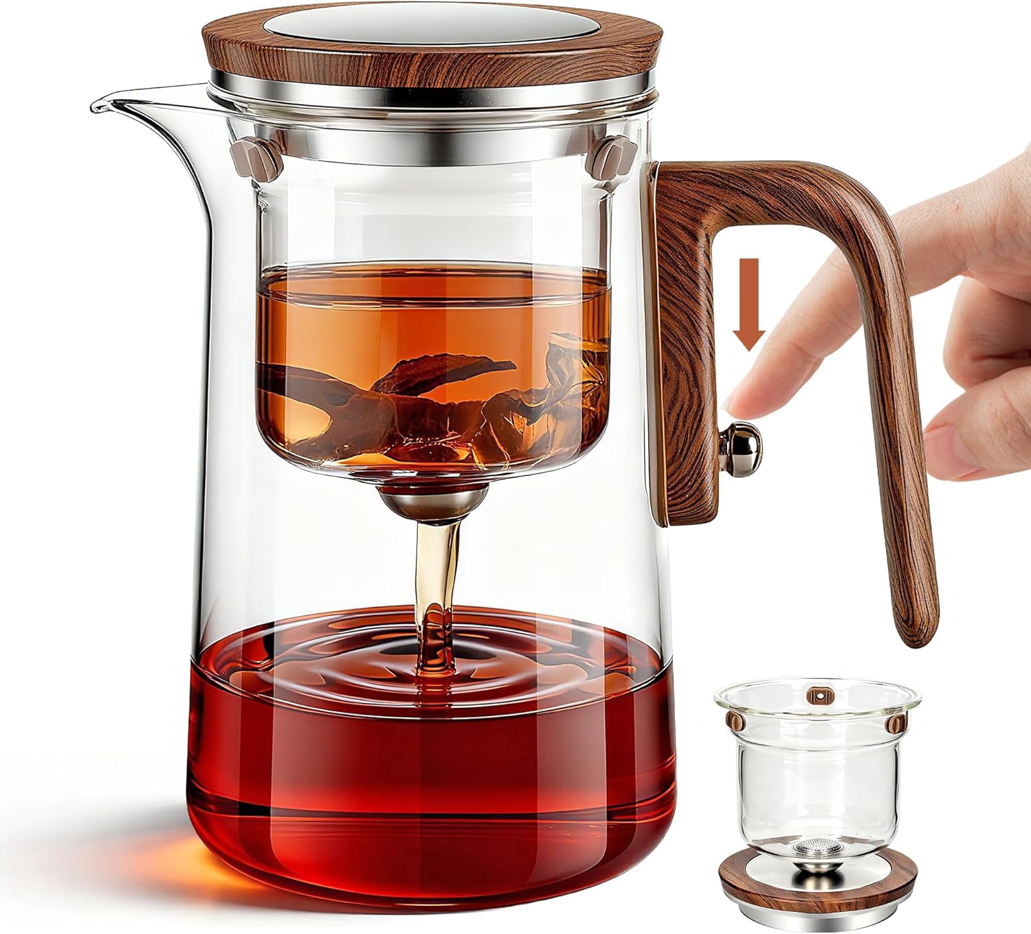 TrendMallOasis Glass Teapot with Magnetic Infuser, Modern Loose Leaf ...