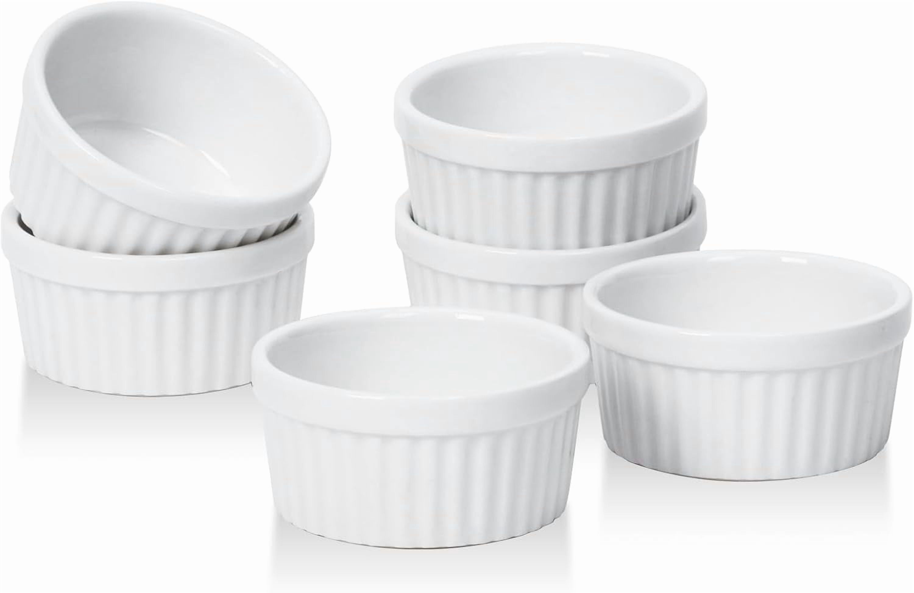 TrendMallOasis White Ceramic Ramekin Set, Oven Safe Creme Brulee Bowls ...