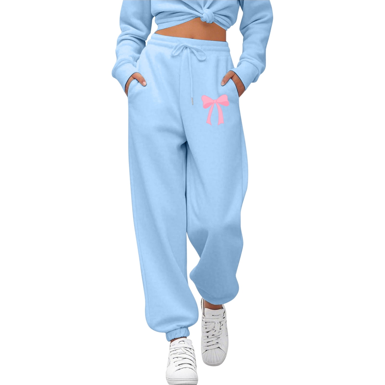 TrendOFT Baggy Sweatpants for Women Bow Graphic Cute Loose Fit Joggers ...
