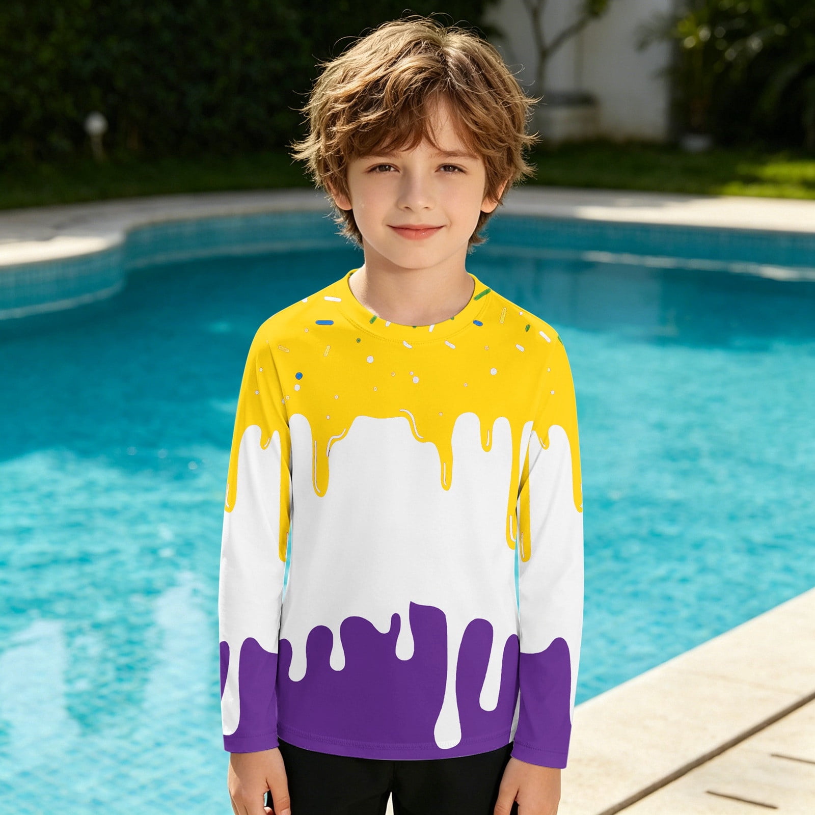 TrendOFT Boys Rash Guards Ice Cream Print Long Sleeve Swim Shirt UV ...