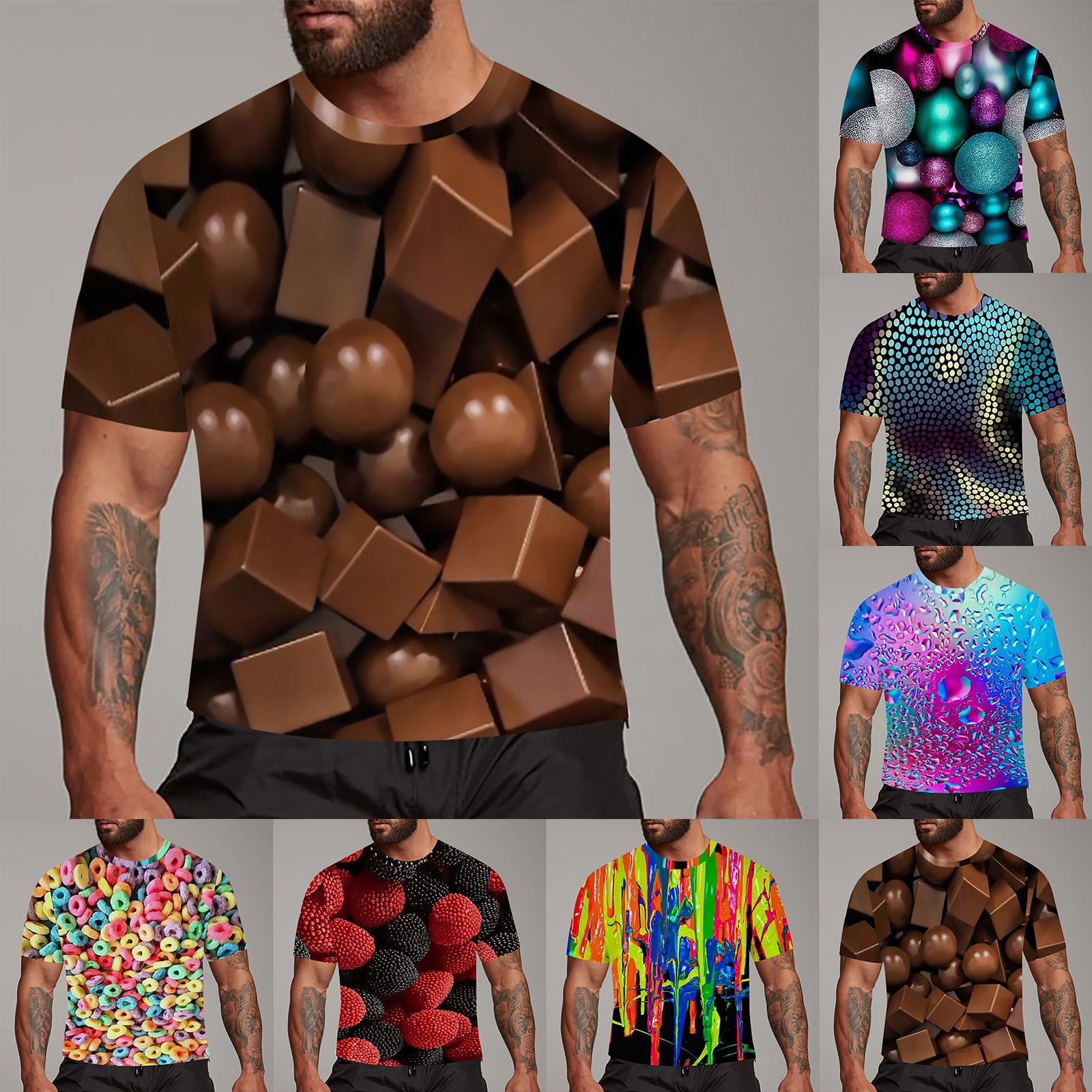 TrendOFT Mens Graphic Tees Summer Trend Graffiti Painting 3D Digital ...