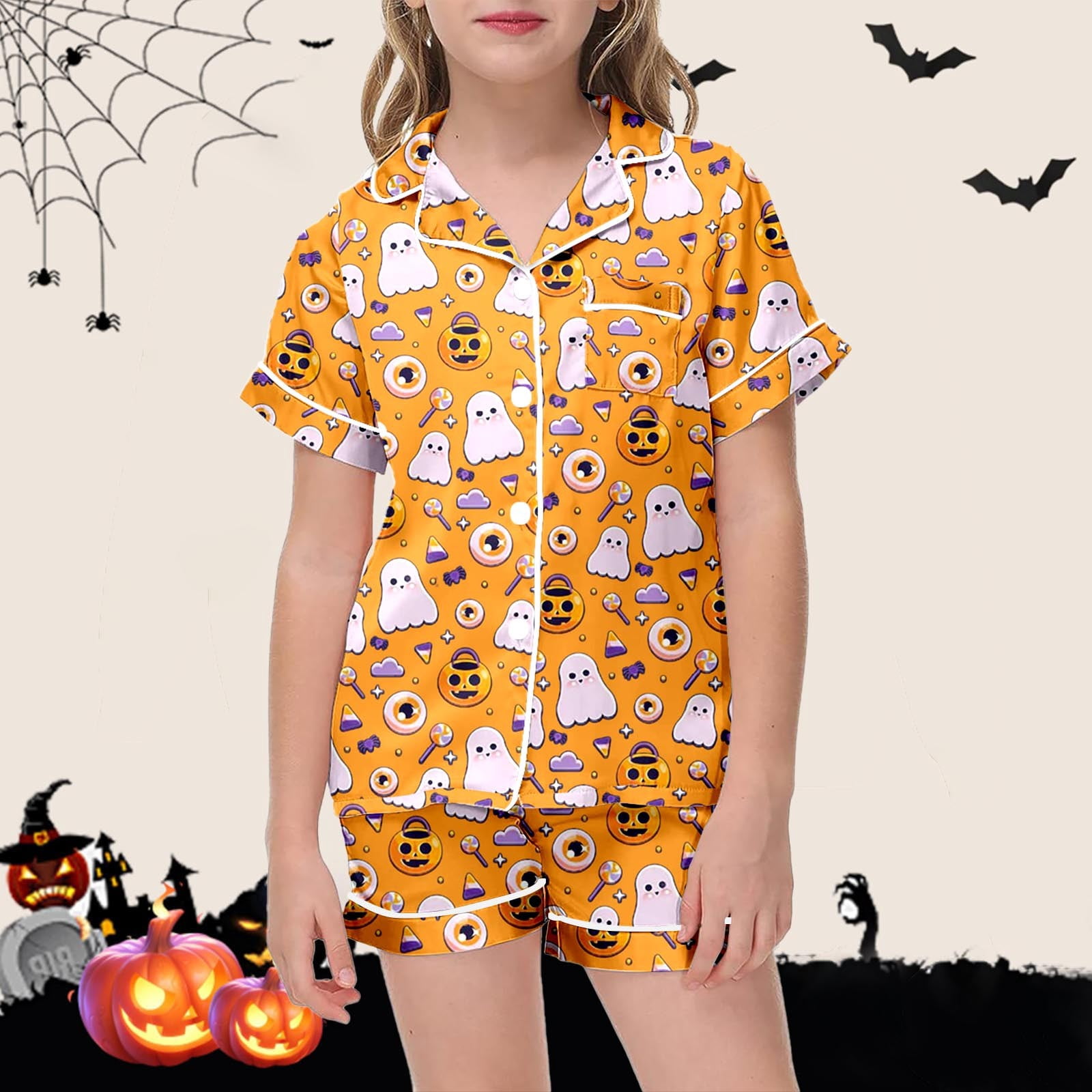 TrendOFT Toddler Girl Boy Halloween Pajamas Set Kids Skeleton Graphic ...