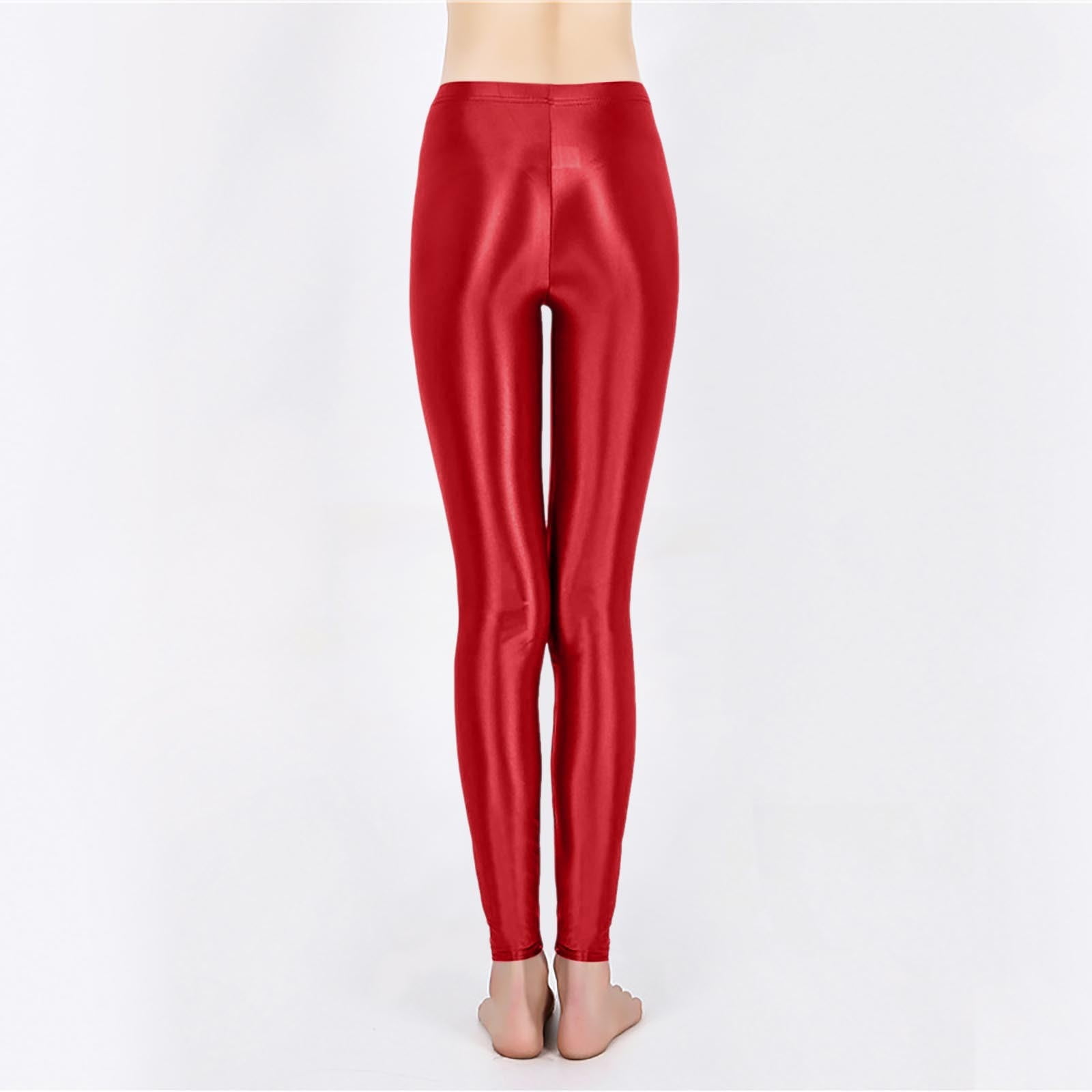 TrendOFT Women's High Waisted Yoga Pants Tummy Control Shiny Sports ...