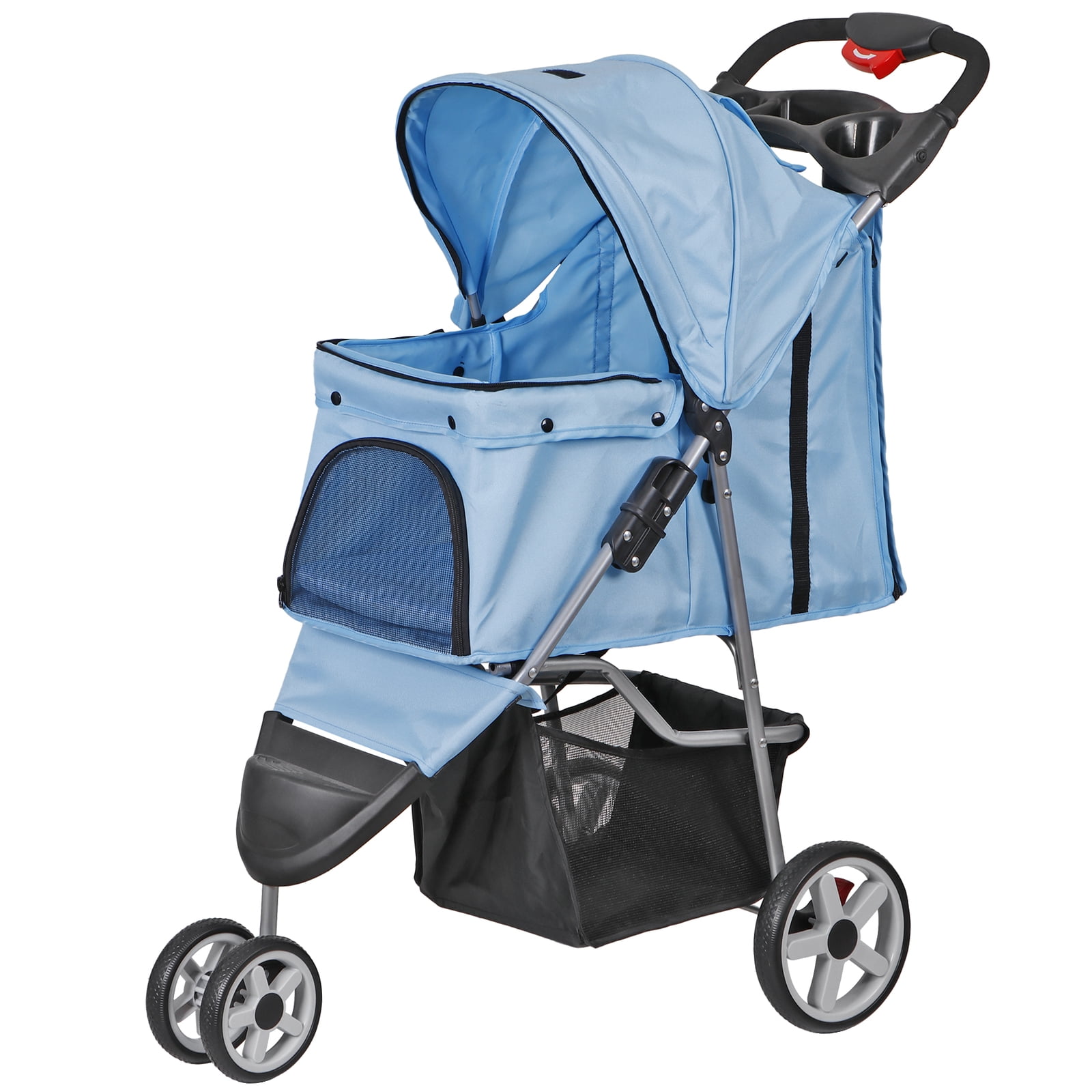 TrendSage 3-Wheel Foldable Pet Stroller Dog Stroller Cart w/Comfortable ...