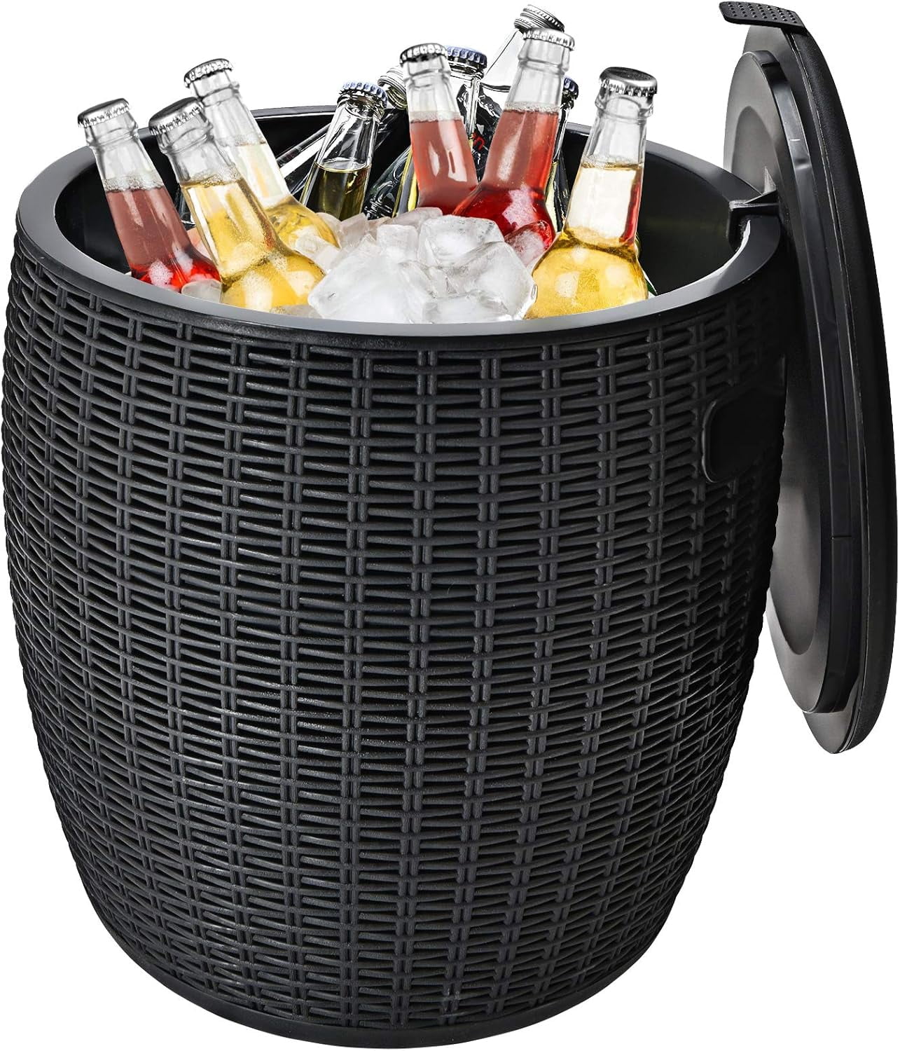 TrendSage 9.5 Gallon Ice Cooler, Wicker Round Ice Chest, Outdoor Beer ...