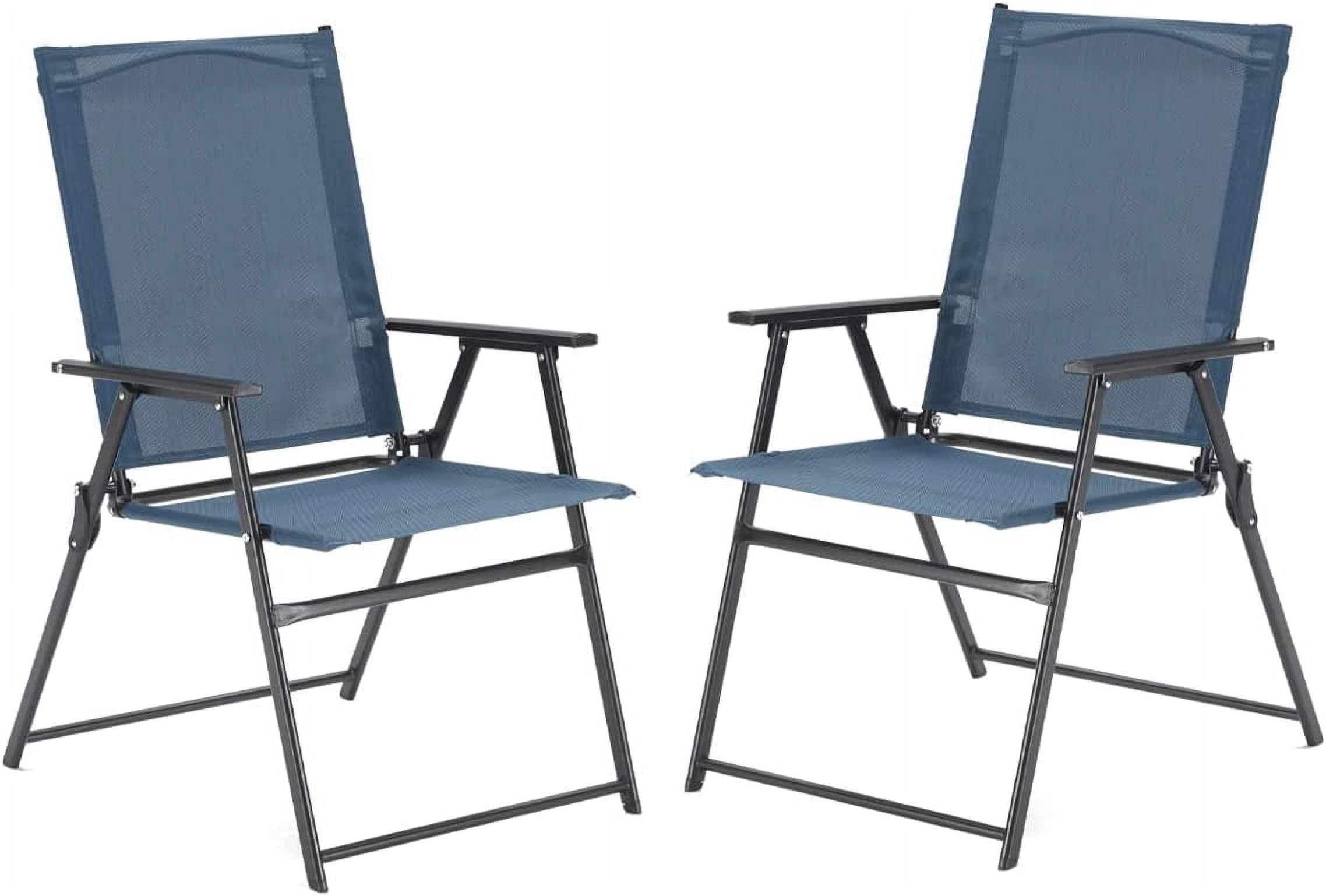 TrendSage Patio Folding Chairs Set of 2, Outdoor Portable Sling Lawn ...