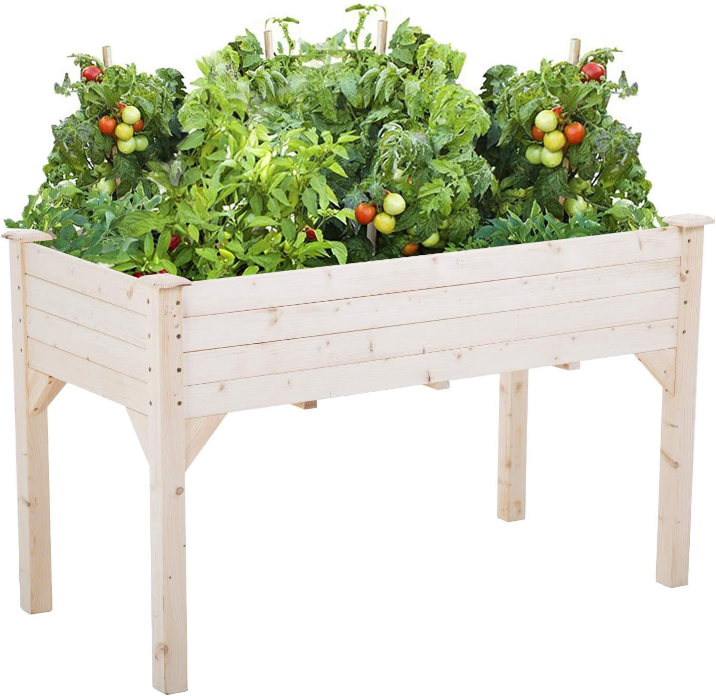 TrendSage Raised Garden Bed Elevated Wood Planter Box Outdoor and ...