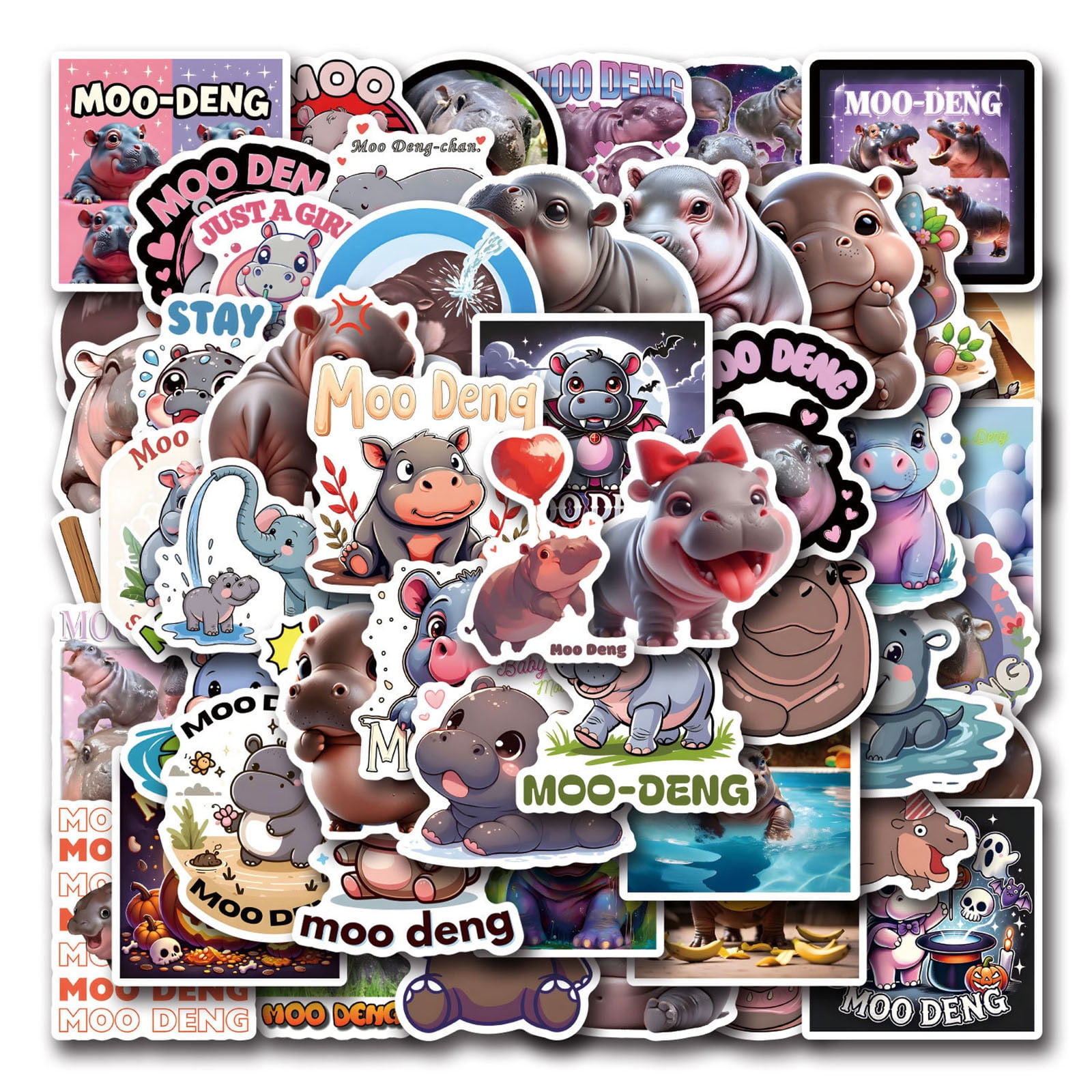 TrendTide Deng Sticker 52 Pcs Deng Hippo Stickers For Fans Gift Water ...