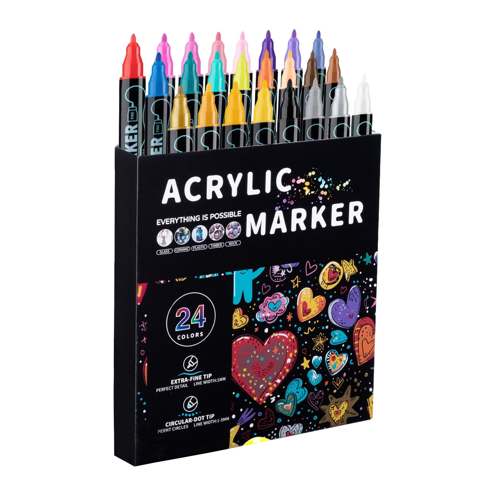 TrendTide Double Ended Acrylic Marker Stackable Beep Pen Tip Color ...