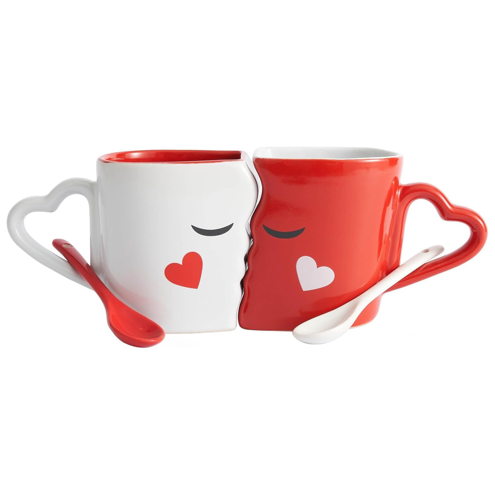 TrendTide Kissing Cups Set Exquisite Two Large Mugs 1 Red 1 White Each ...