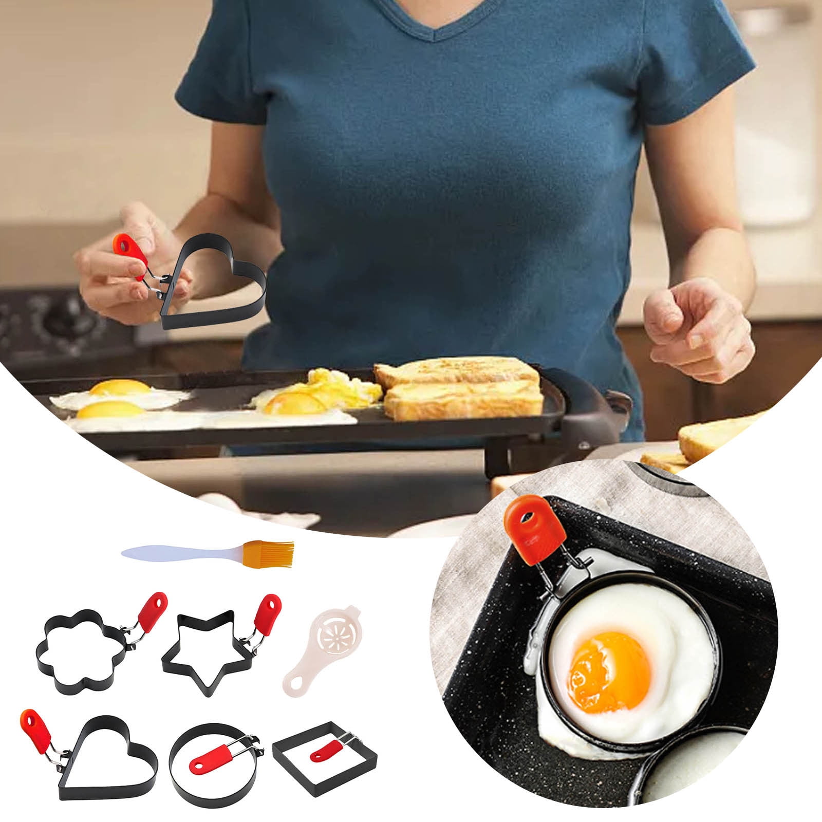 TrendTide Kitchen Omelette Poached Egg Omelette Ring Non Stick Round ...