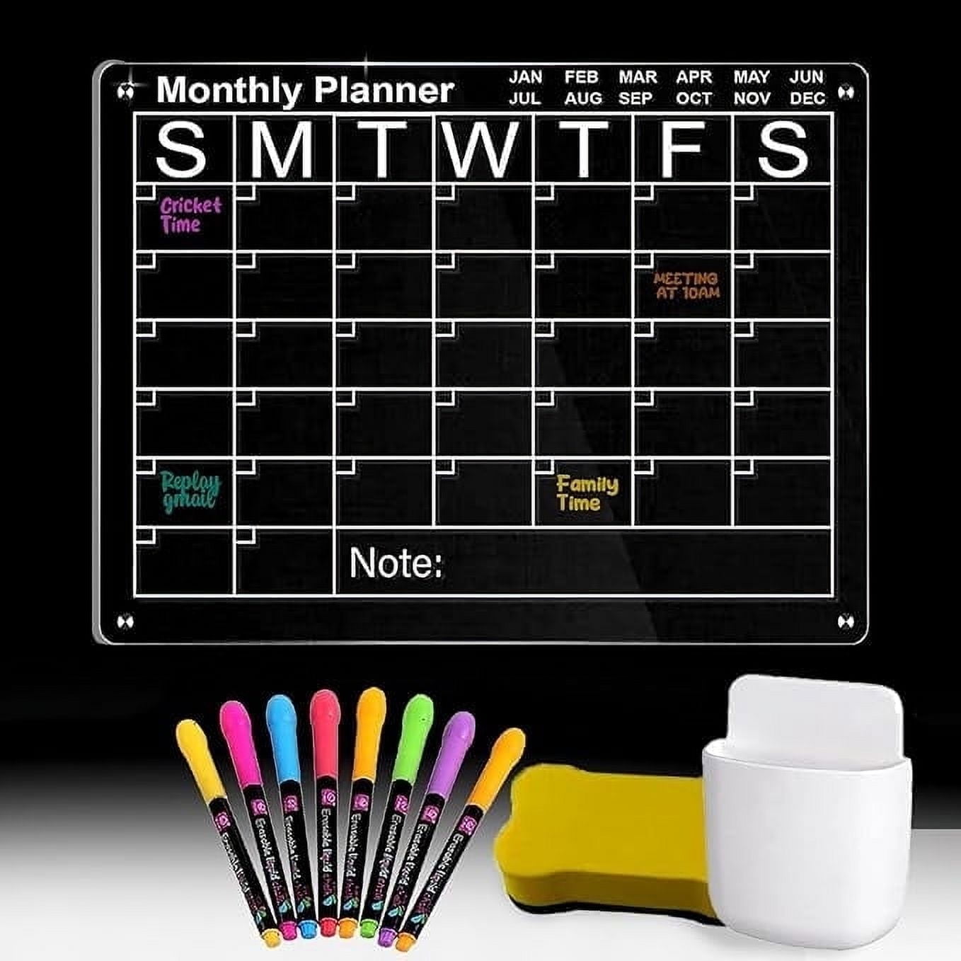 TrendVa Acrylic Magnetic Calendar for Fridge, 16x12 Inches, Dry Erase ...