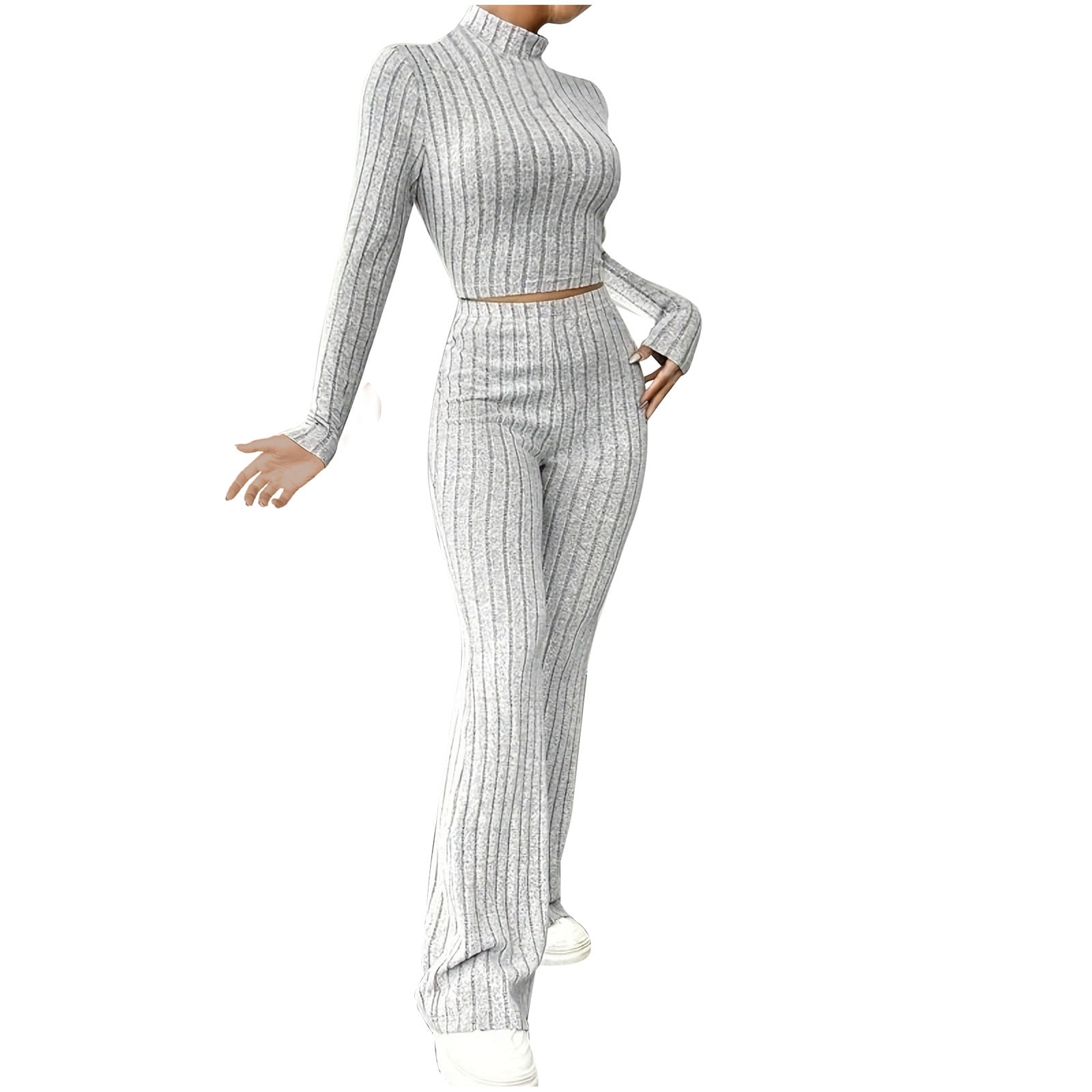 TrendVibe365 2 Piece Sweater Sets for Women Knitted Long Sleeve Set ...