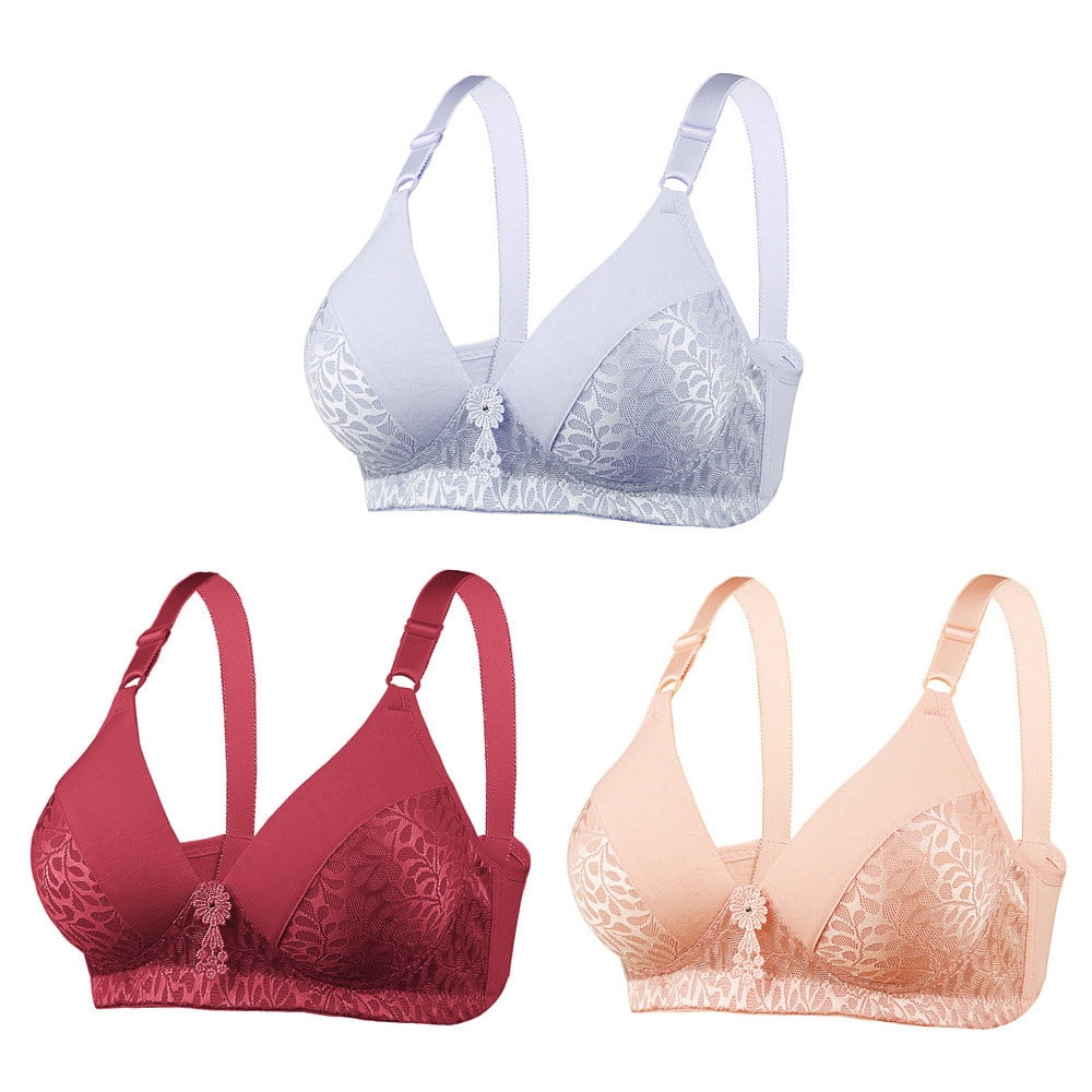 TrendVibe365 3 Pack Womens Bras Comfortable Gray 36 Wirefree Push Up ...