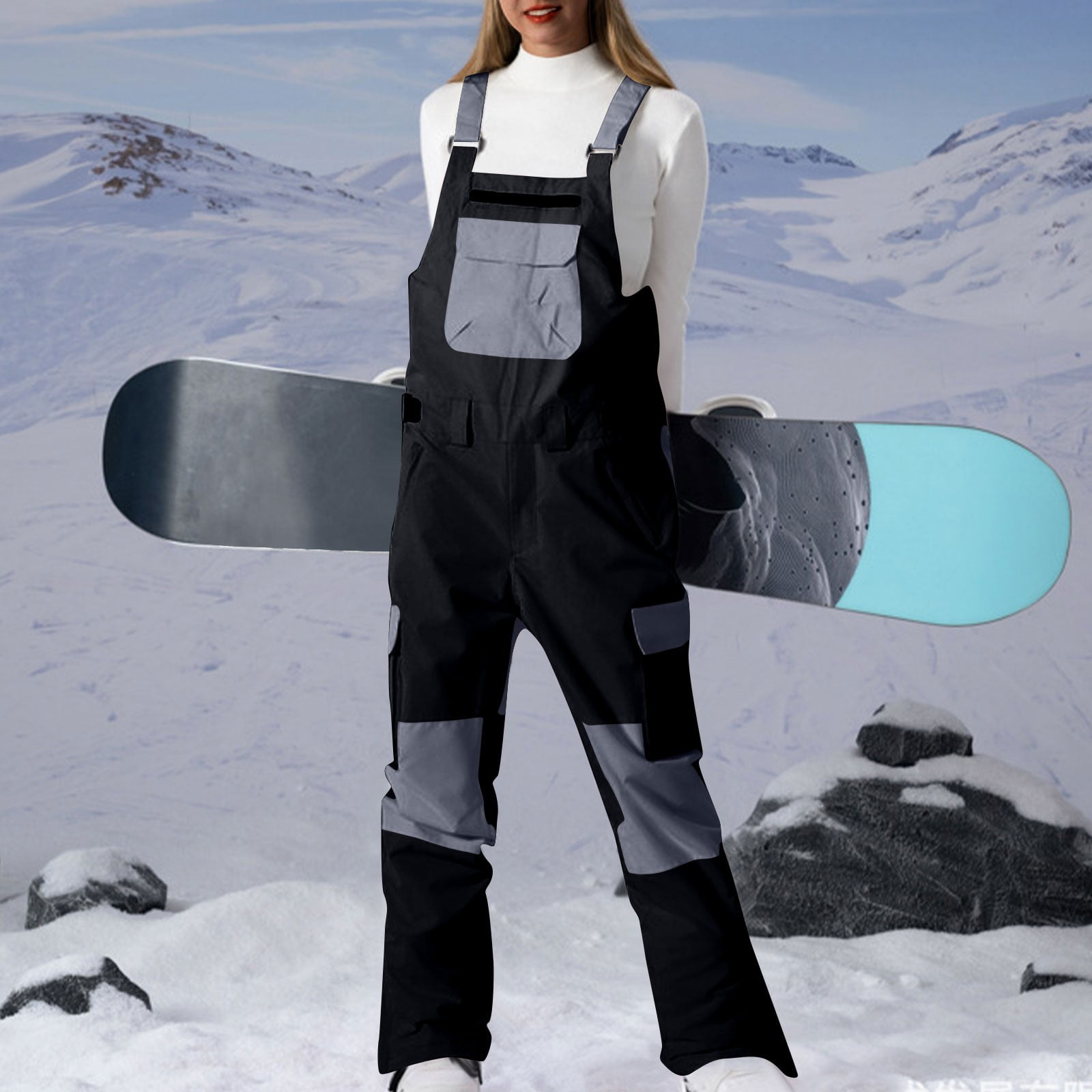 TrendVibe365 Adult Snow Bibs Womens Space Spaceman Outfit Shiny Carnival Overall Long Sleeve ...