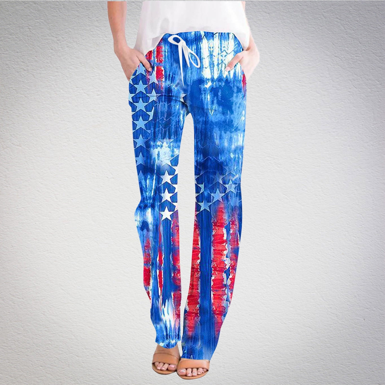TrendVibe365 American Flag Summer Pants for Women 2024 Linen Blend ...