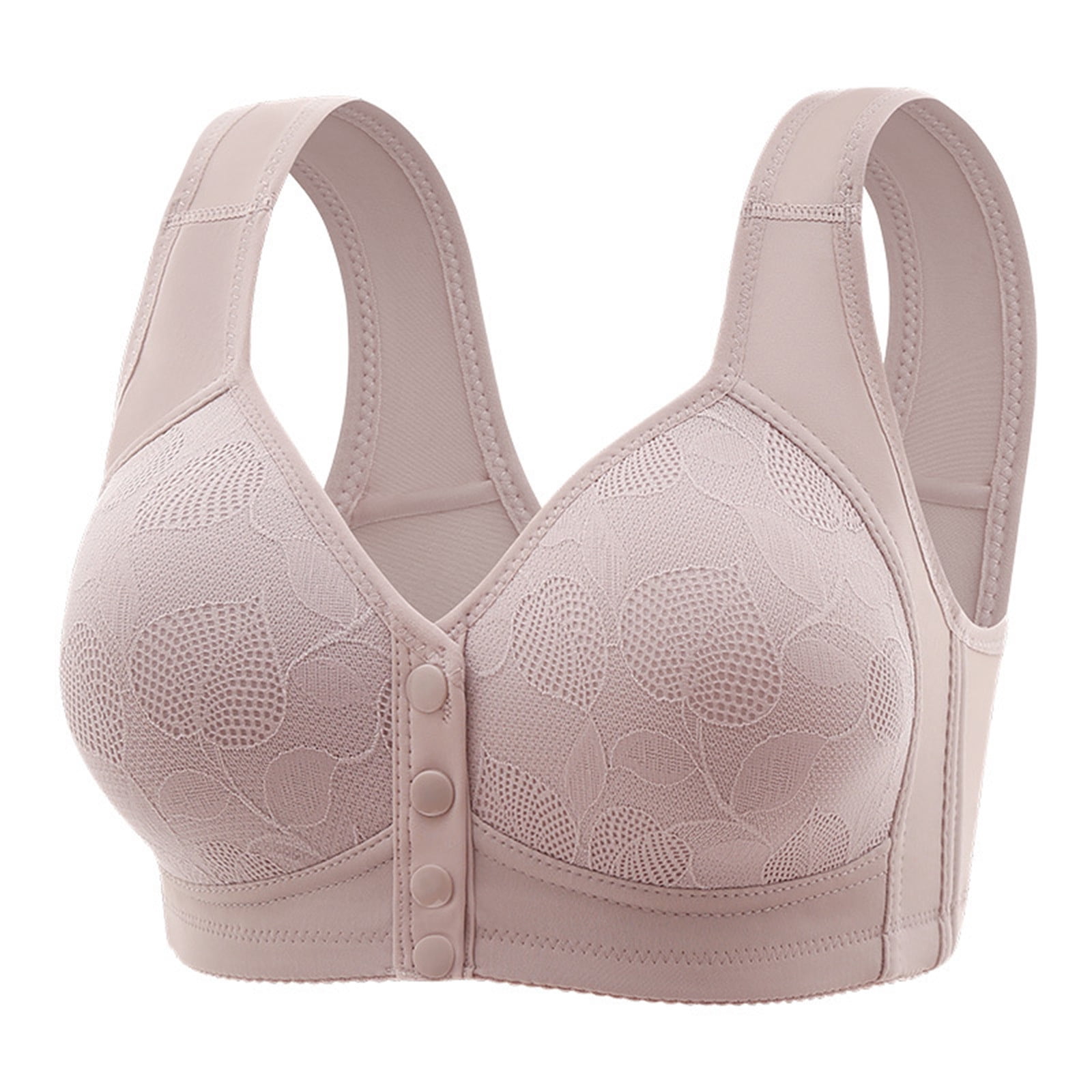 TrendVibe365 Bras for Older Women Purple L Button Front Wireless Push ...