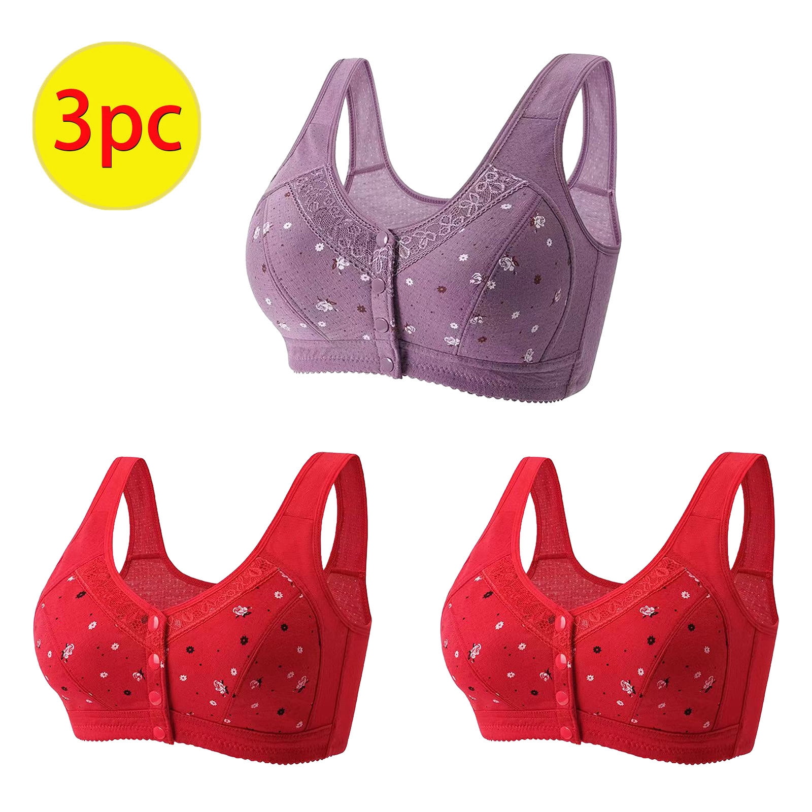 TrendVibe365 Bras for Older Women with Sagging Breasts Multipack Daisy ...