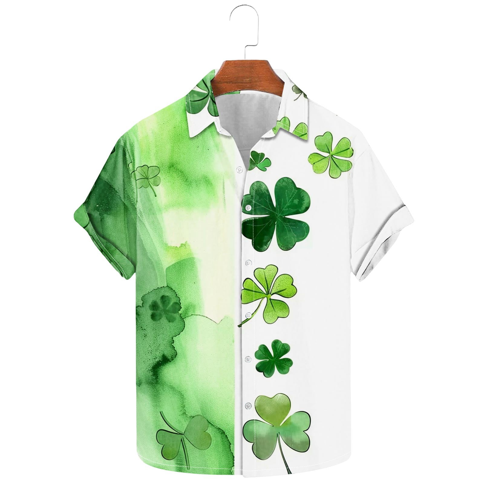 successthop Mens Button down Shirts Short Sleeve St Patricks Day Green ...
