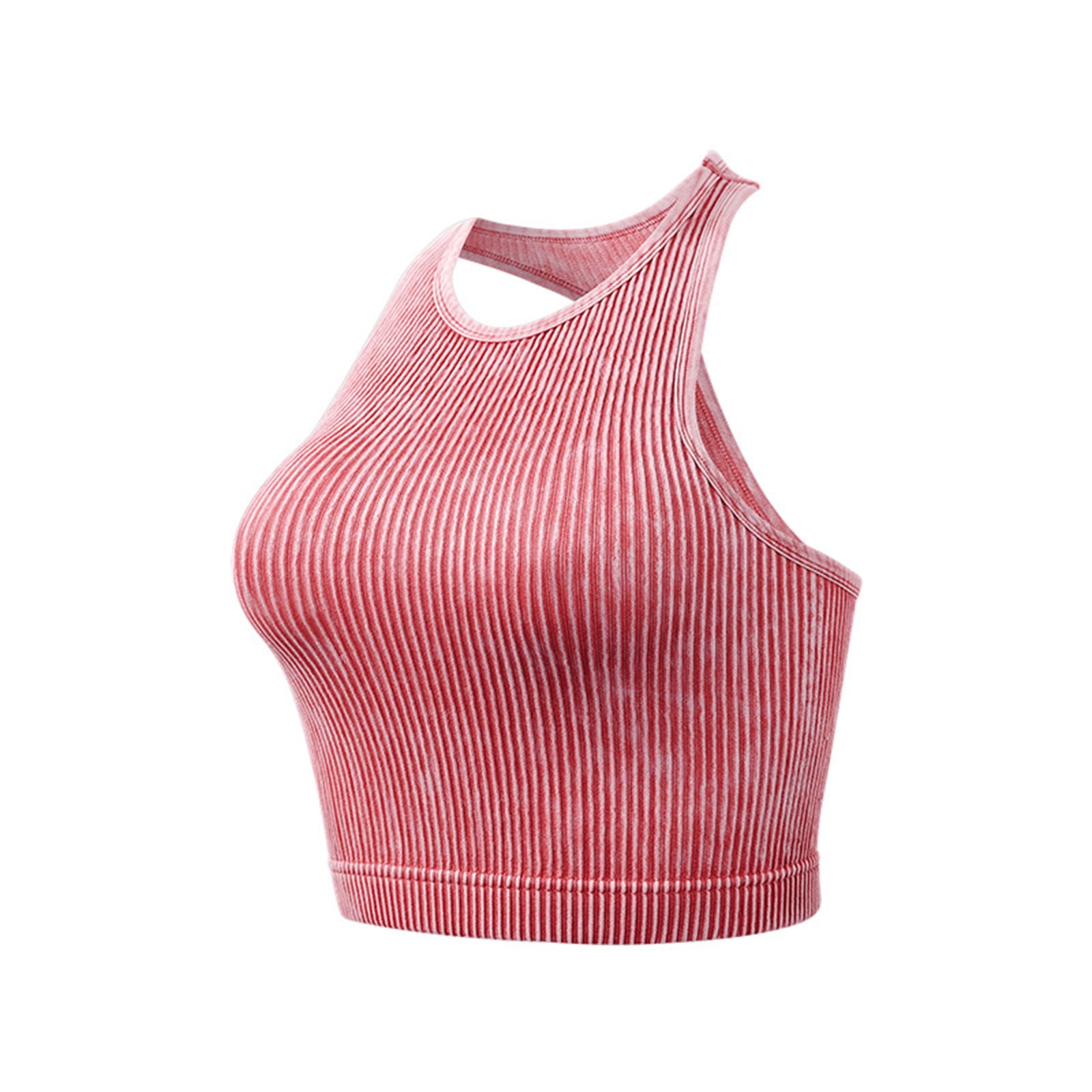 TrendVibe365 Racer Back Bra for Women Ribbed Knit Wireless Push up ...