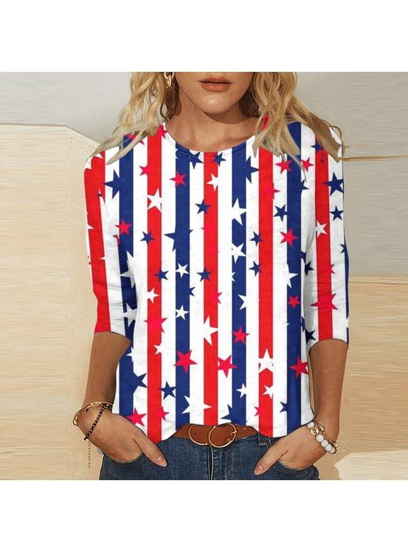 Womens Red White Blue Shirts