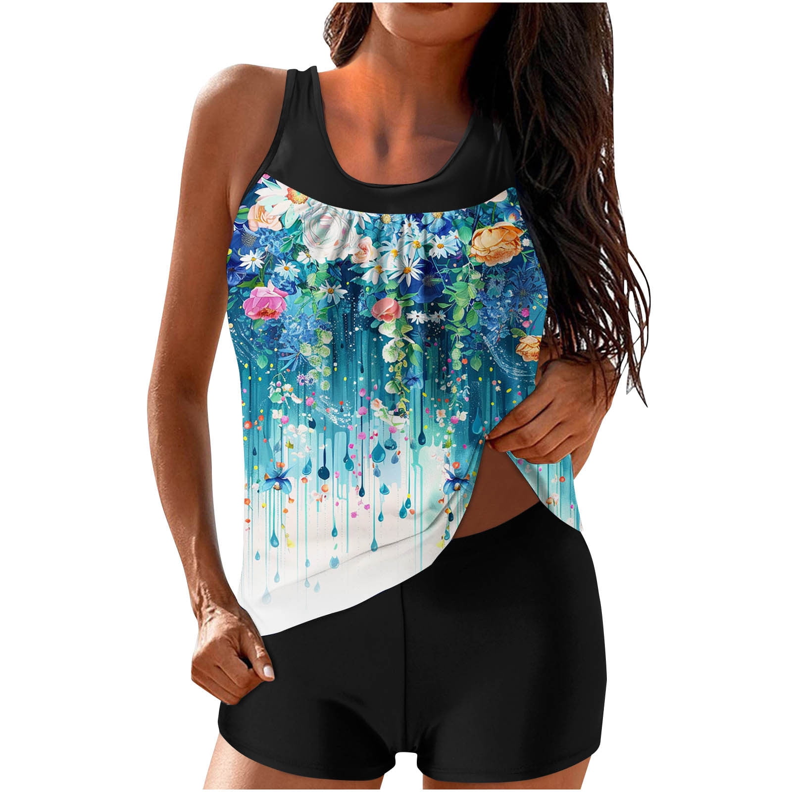 TrendVibe365 Womens 2 Piece Swimsuits Tankini Green Bathing Suits with ...