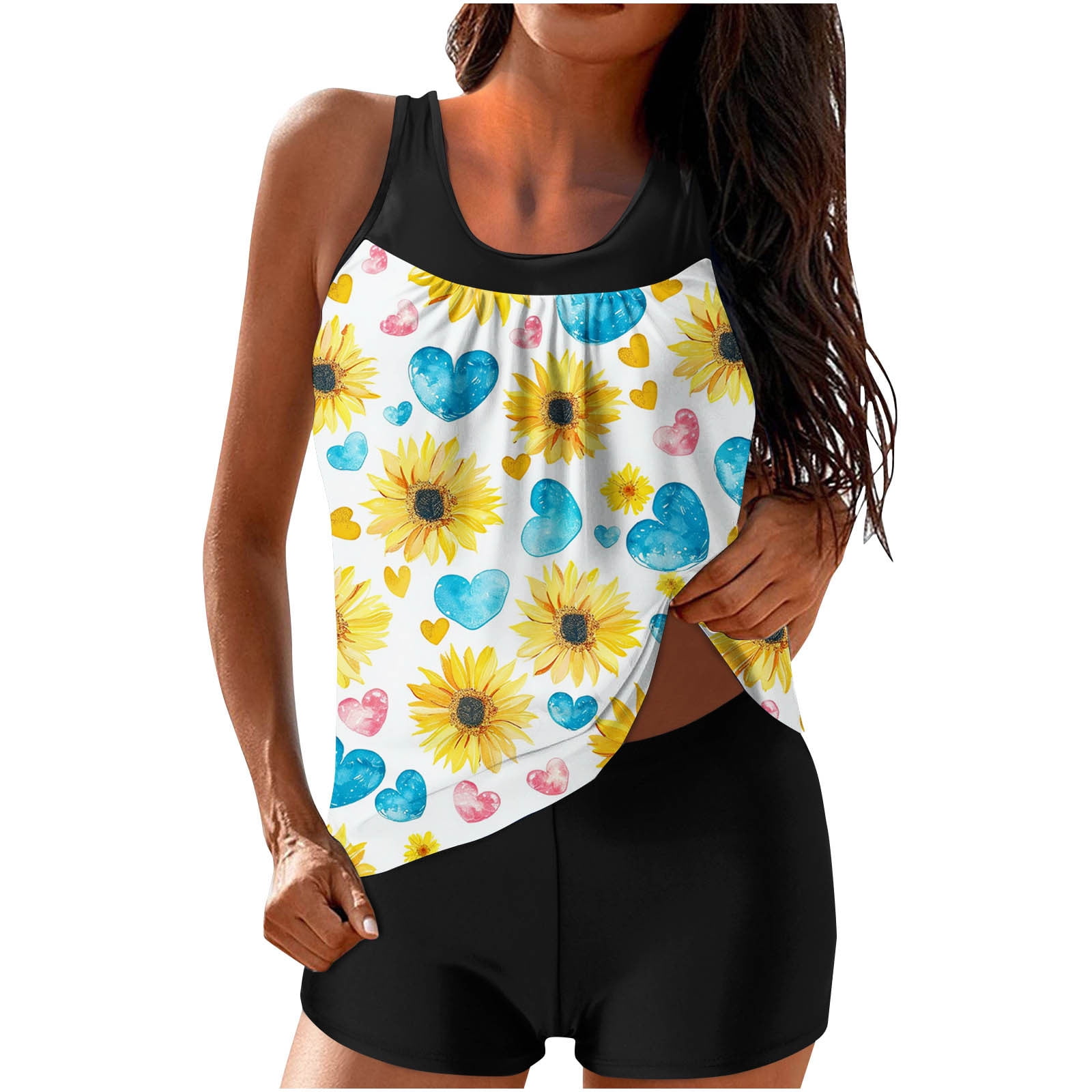 TrendVibe365 Womens 2 Piece Swimsuits Tankini White Bathing Suits ...