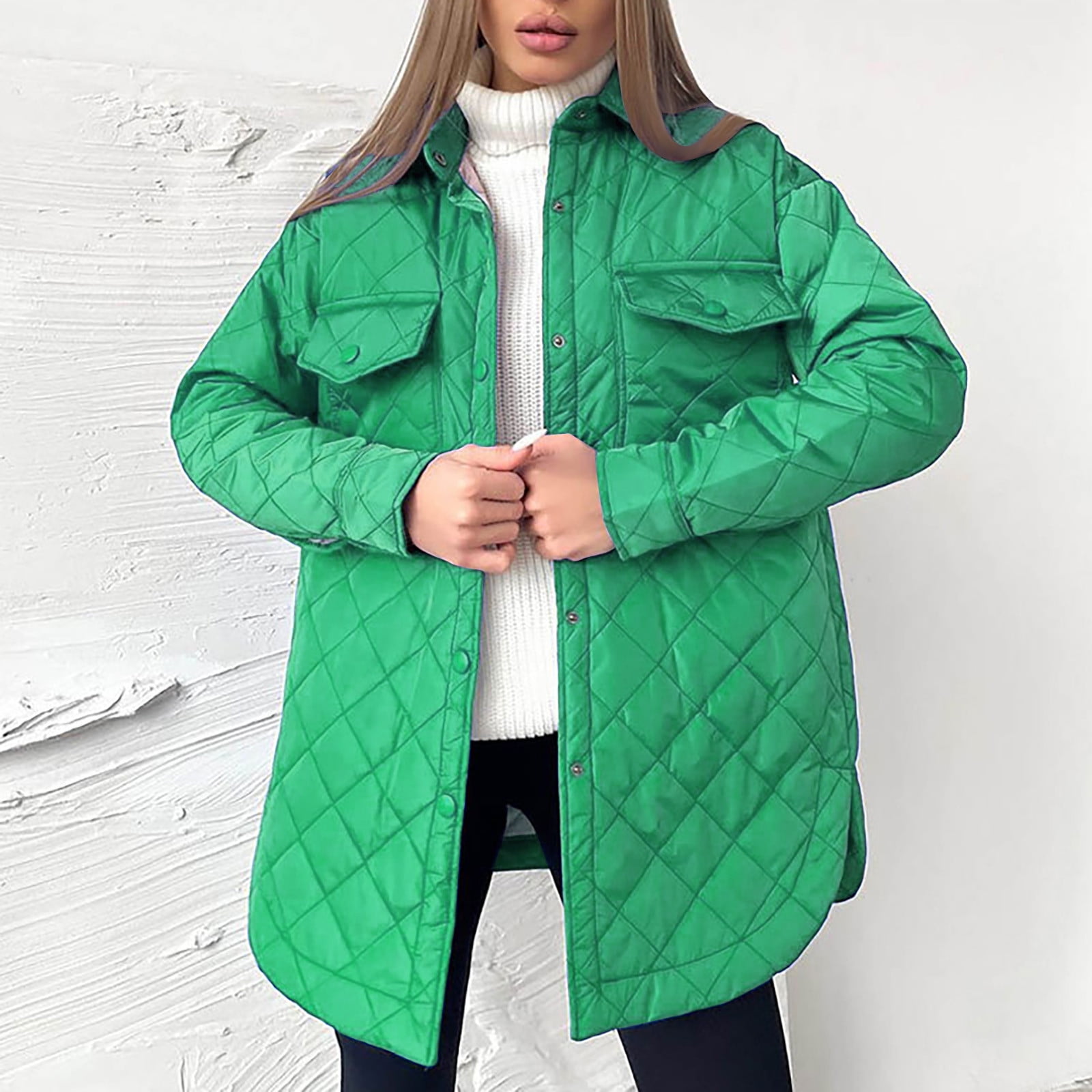 successthop Womens Packable Puffer Jacket Green Long Sleeve Down Jacket ...