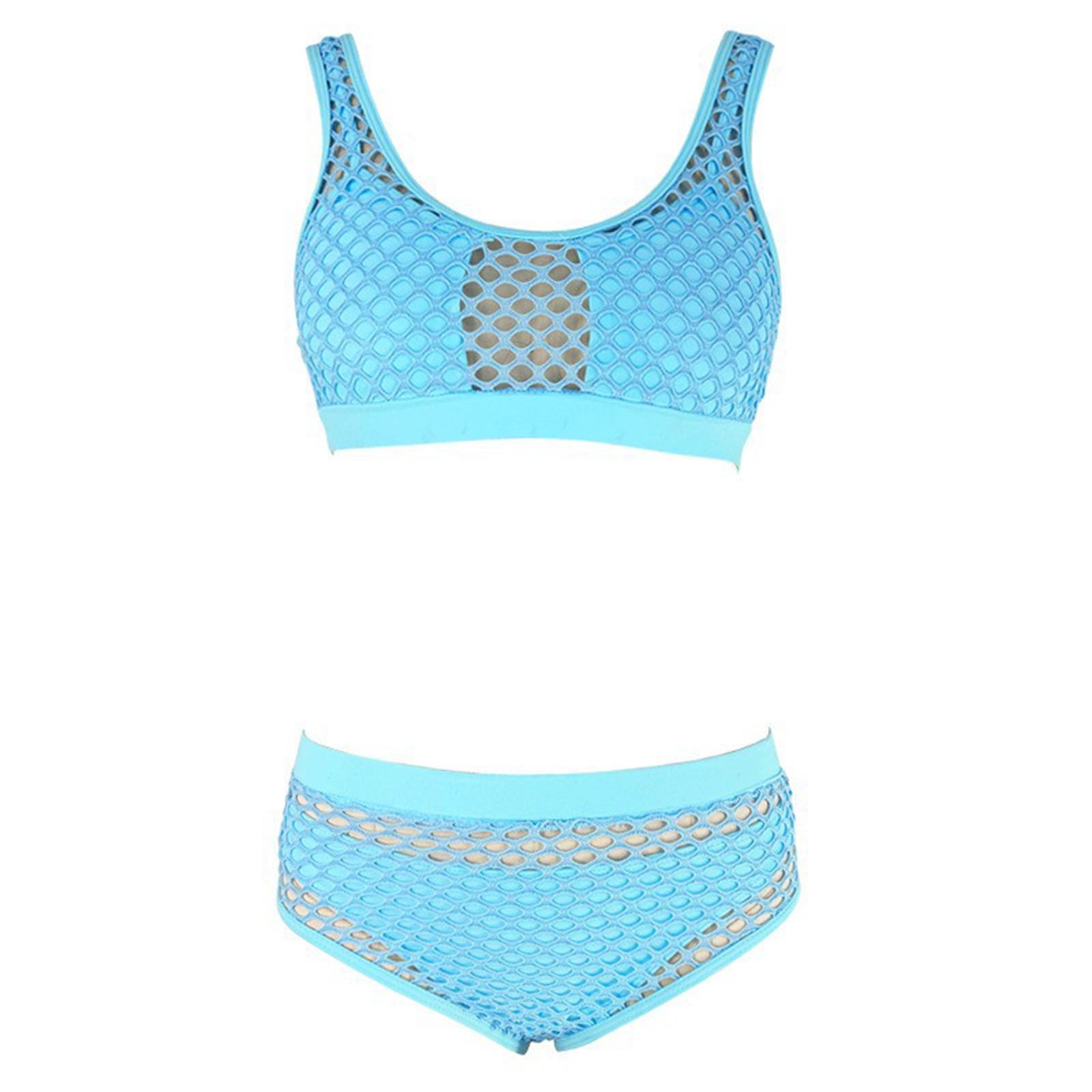 successthop Womens Swimsuits Tankini Separates Blue 3 Piece Bathing ...