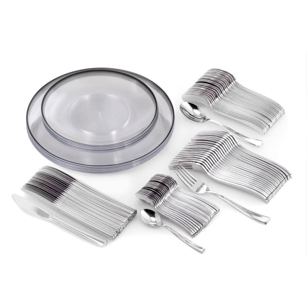 Crown Display™ 200 Piece Disposable Plastic Plates For Party And ...