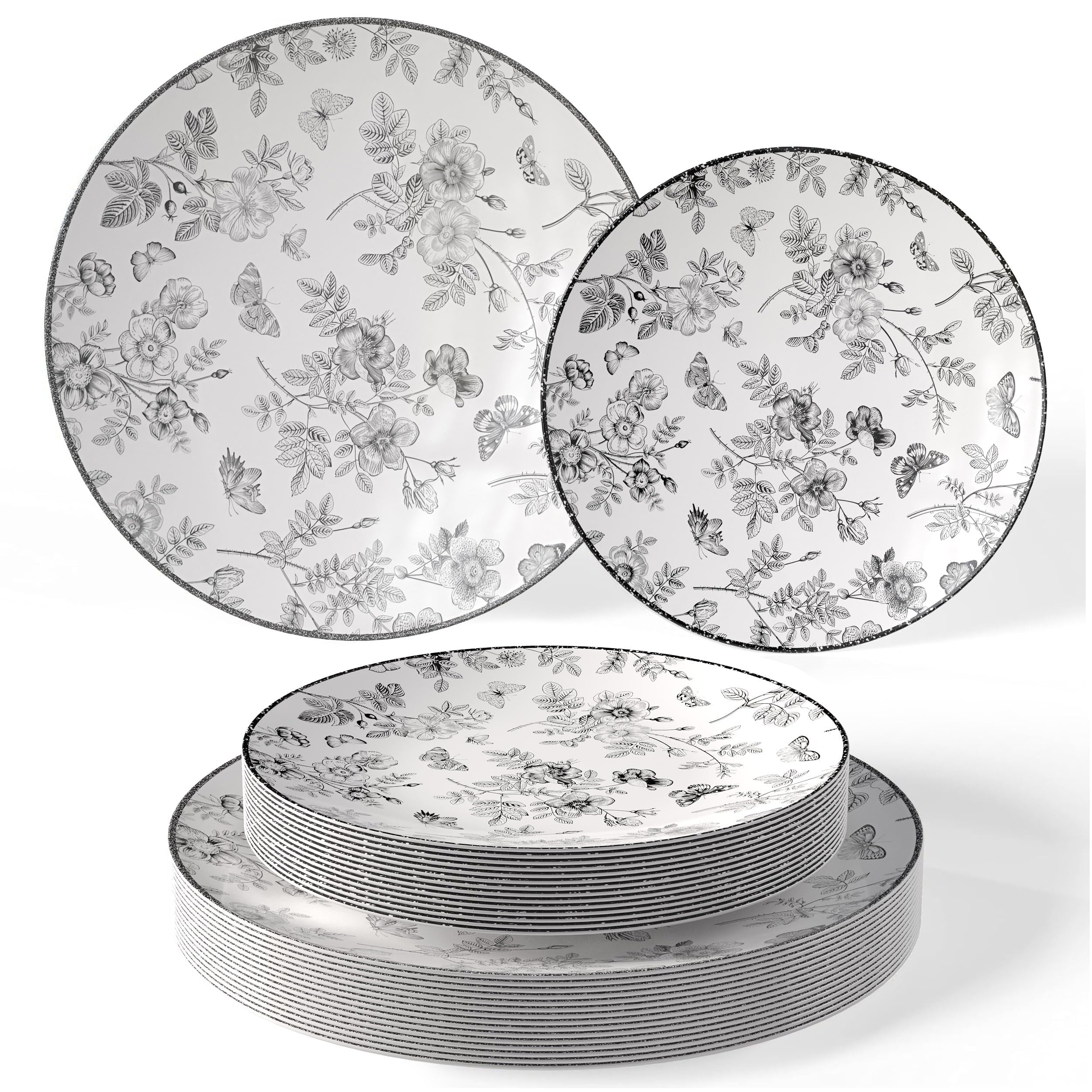 Trendables 40 Piece Plastic MMF7 Disposable Plates Set For Guests I Pcs ...